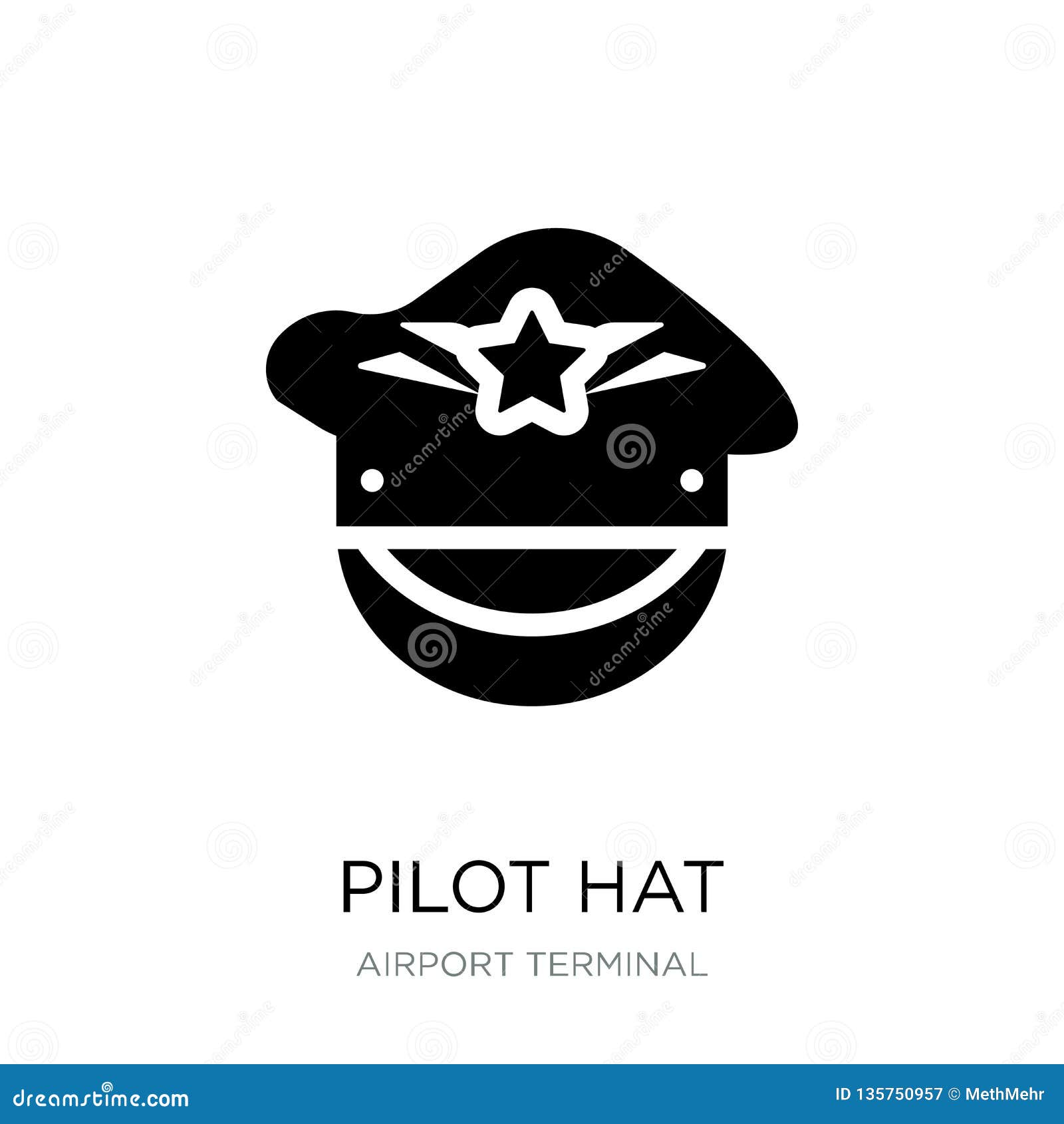 Pilot Hat Icon in Trendy Design Style. Pilot Hat Icon Isolated on White ...