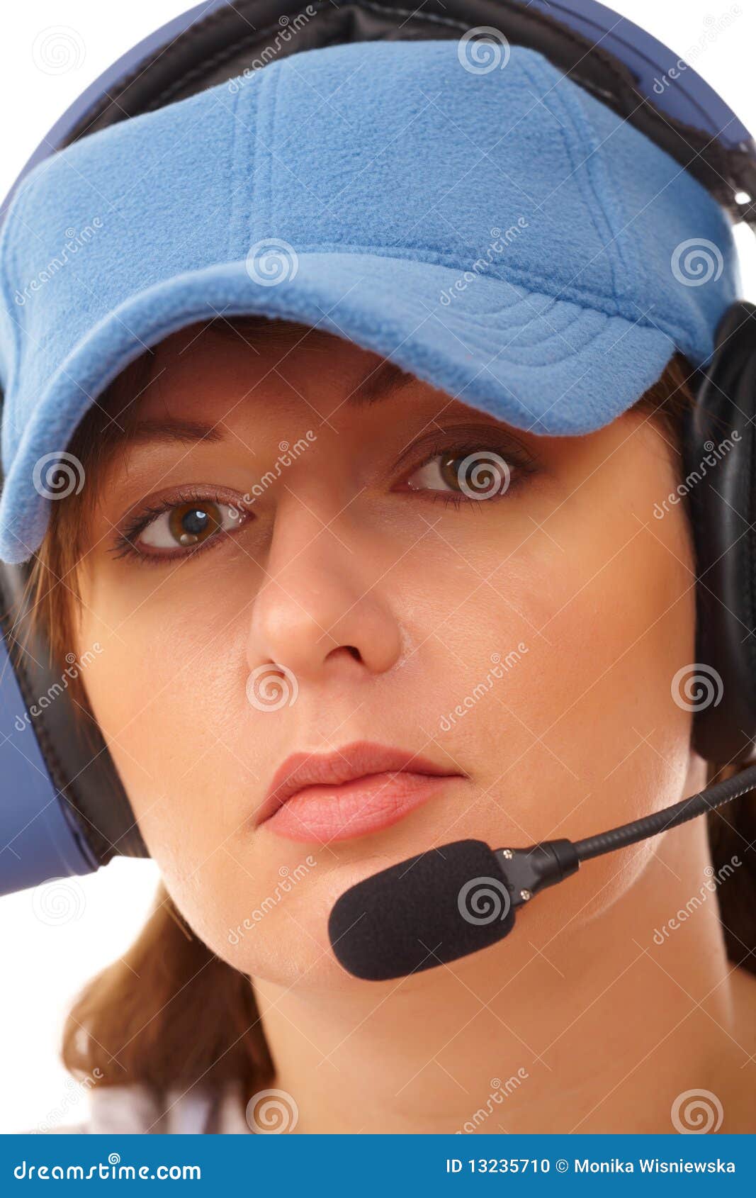 Pilot with headset stock photo. Image of airplane, happy - 13235710