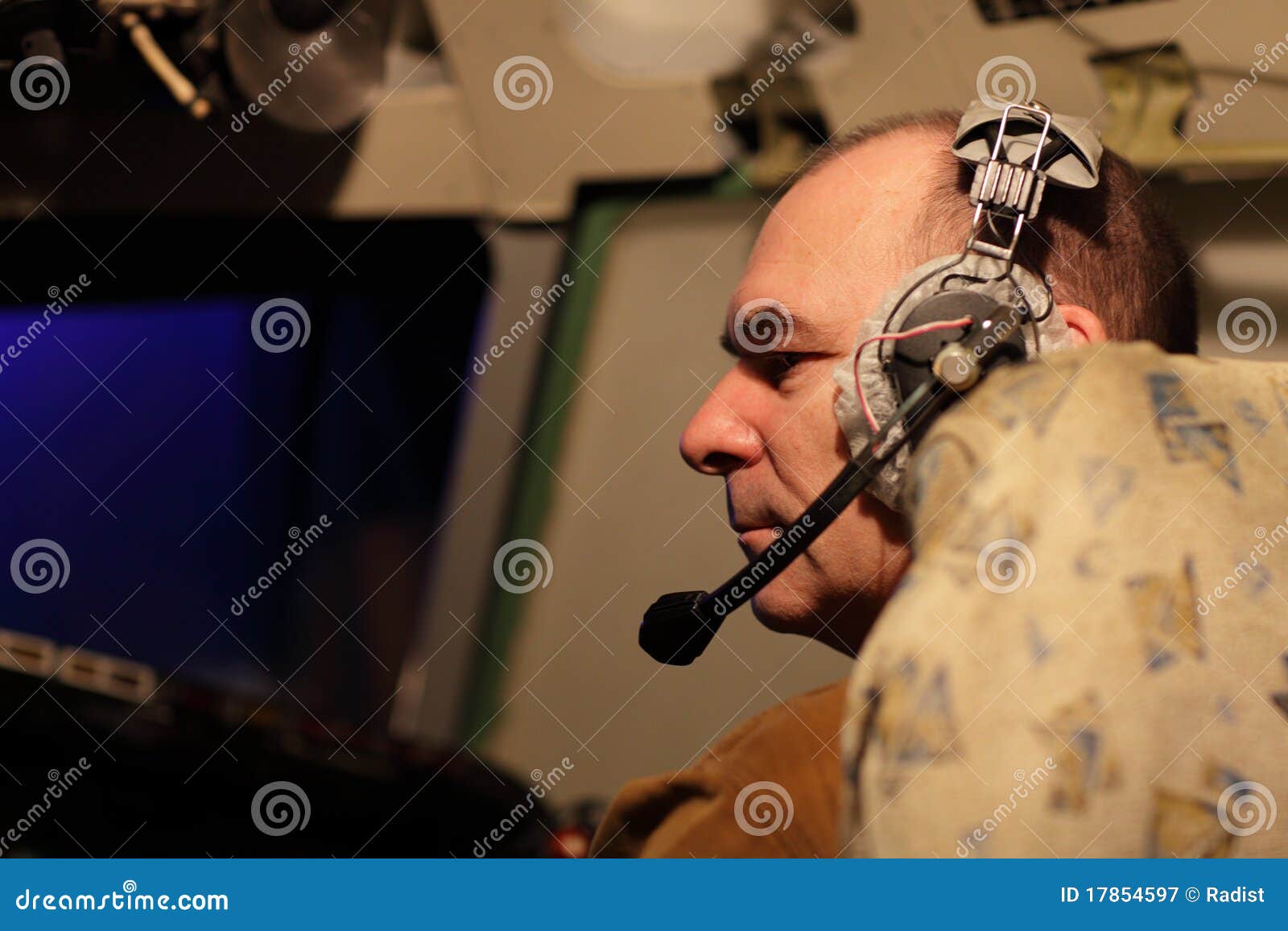 Pilot in headset with boom stock image. Image of people - 17854597