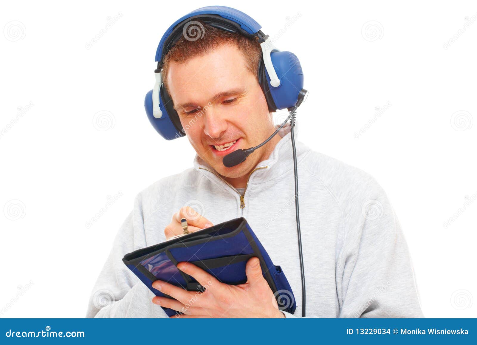 Pilot with Headset and Knee-pad Stock Photo - Image of aviation, plane ...