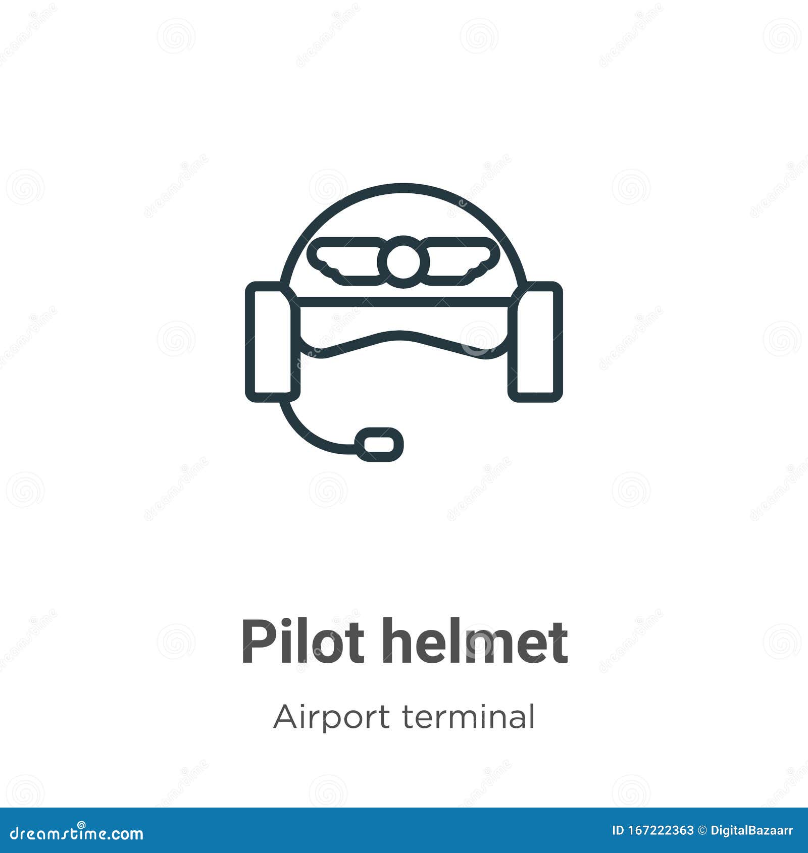 Pilot Helmet Outline Vector Icon. Thin Line Black Pilot Helmet Icon ...