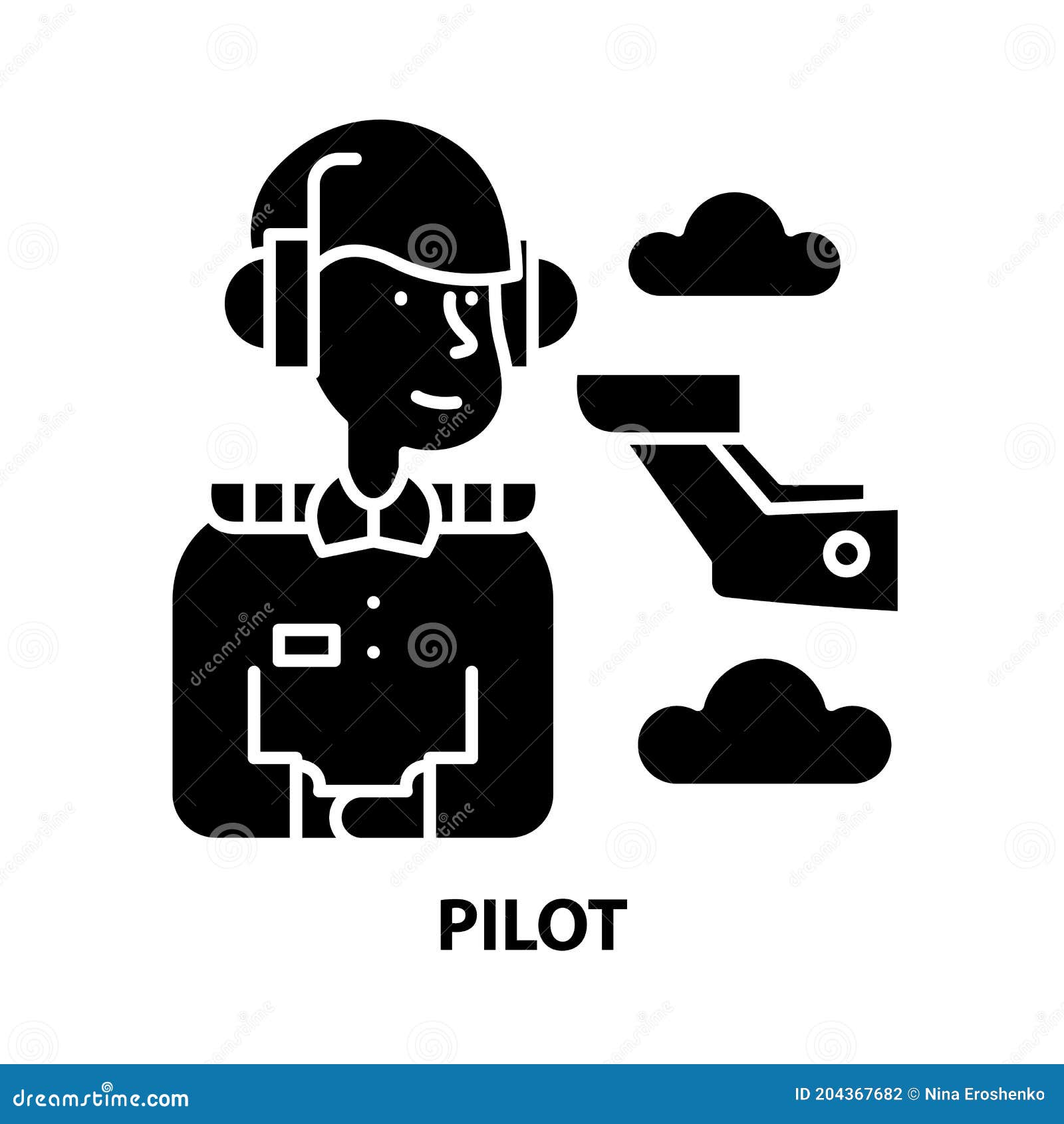 Pilot Icon, Black Vector Sign with Editable Strokes, Concept ...