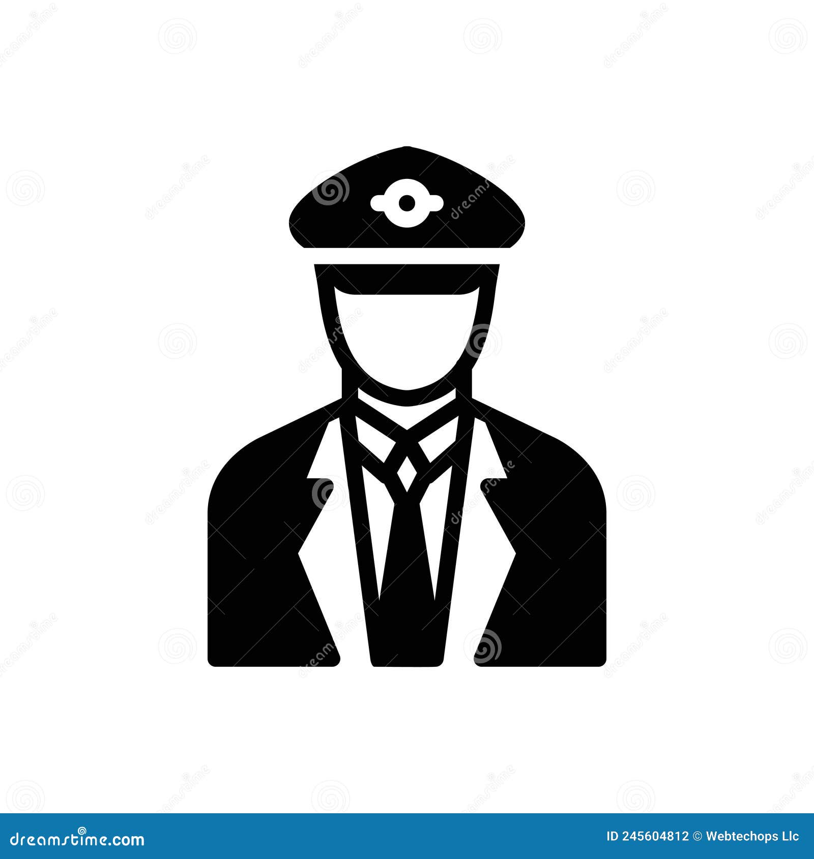 Black Solid Icon for Pilot, Crew and Captain Stock Vector ...