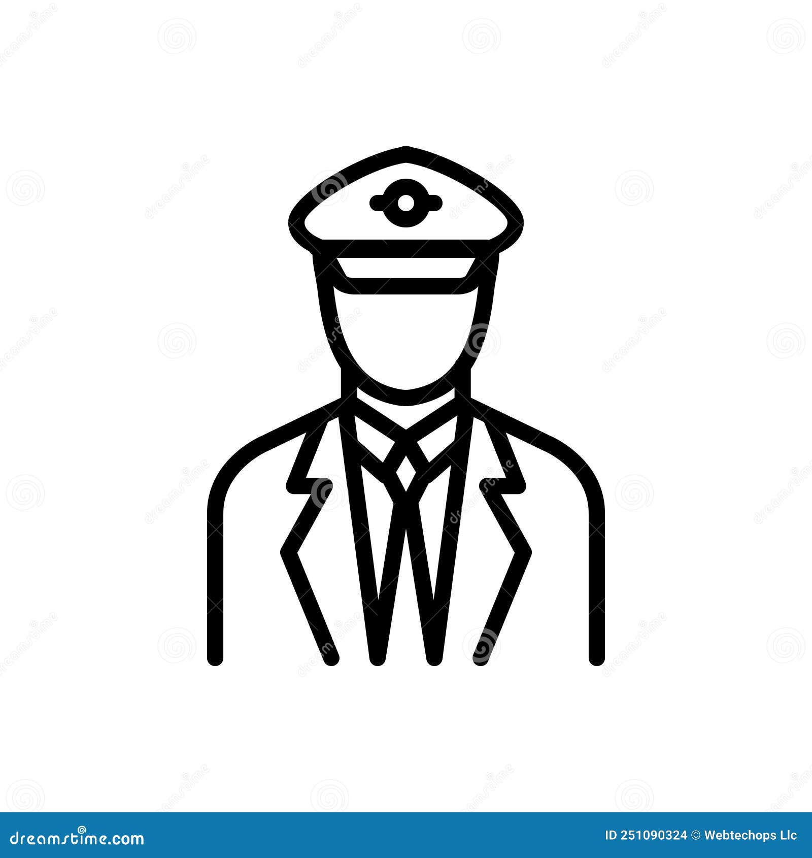 Black Line Icon for Pilot, Crew and Captain Stock Illustration ...