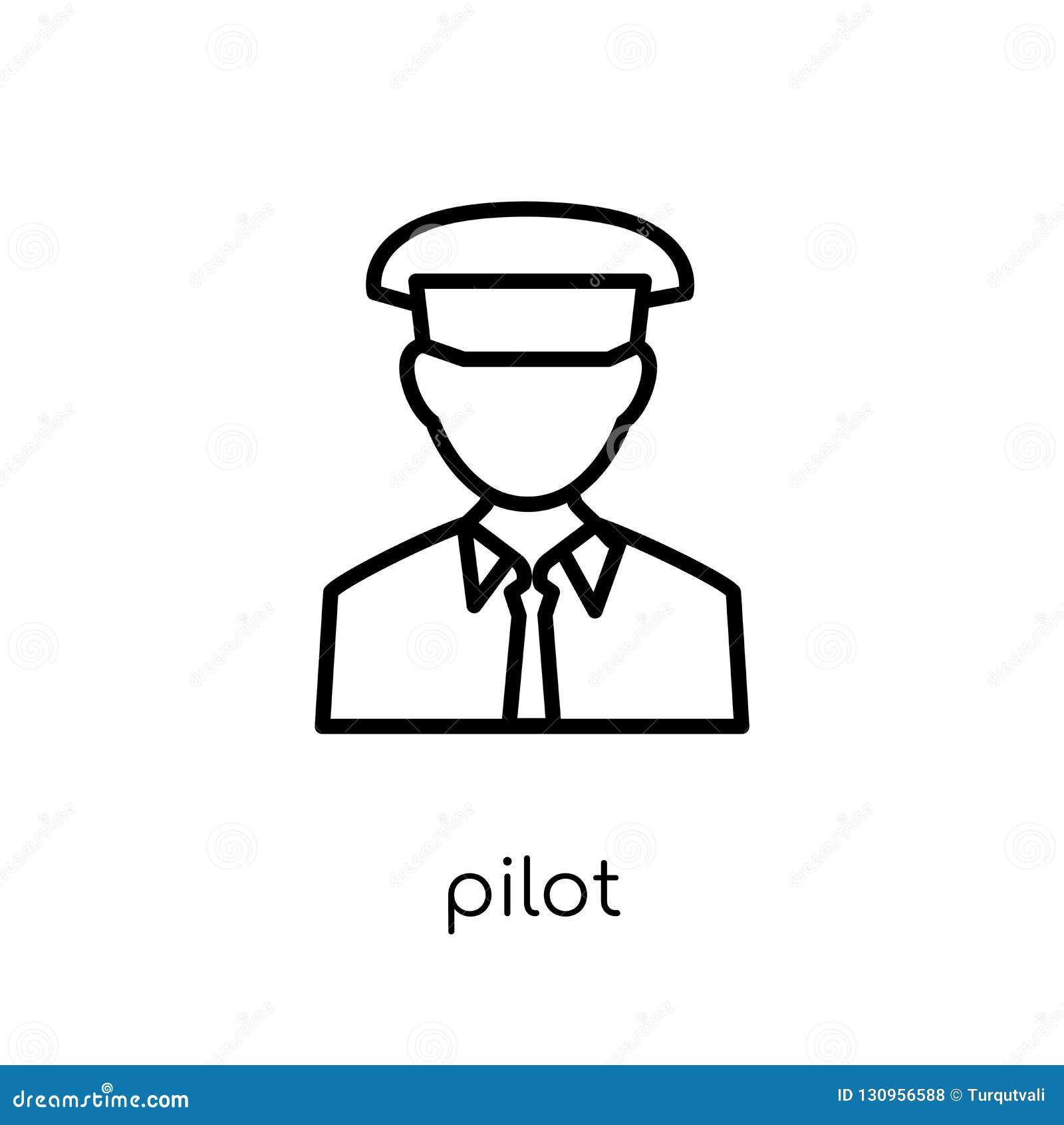 Pilot Icon. Trendy Modern Flat Linear Vector Pilot Icon on White Stock ...