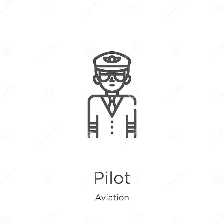 Pilot Icon Vector from Aviation Collection. Thin Line Pilot Outline ...