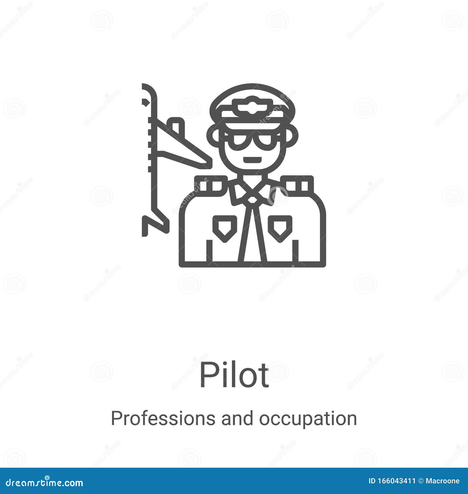 Pilot Icon Vector from Professions and Occupation Collection. Thin Line ...
