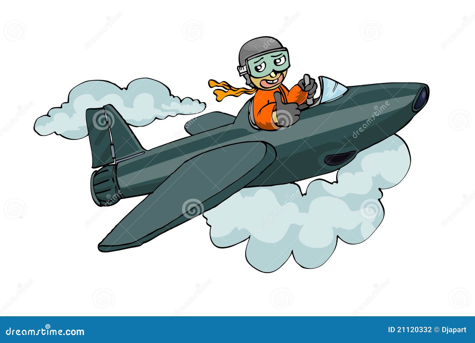 Cartoon Pilot Boy On A Airplane Flying Vector Illustration ...