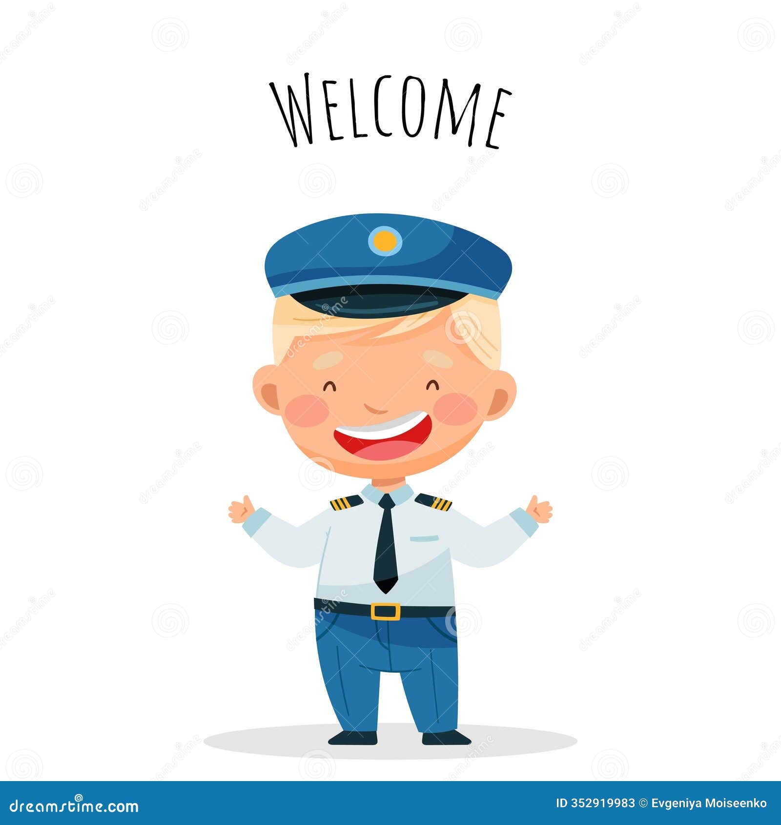 Pilot with the Lettering Welcome. Stock Illustration - Illustration of ...