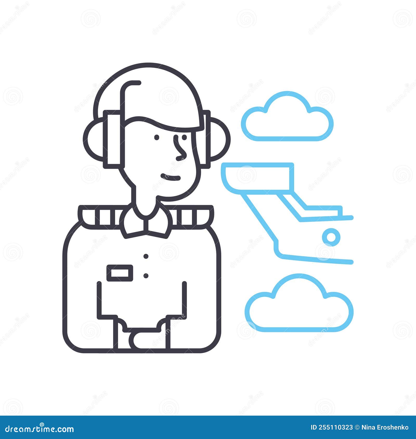 Pilot Line Icon, Outline Symbol, Vector Illustration, Concept Sign ...