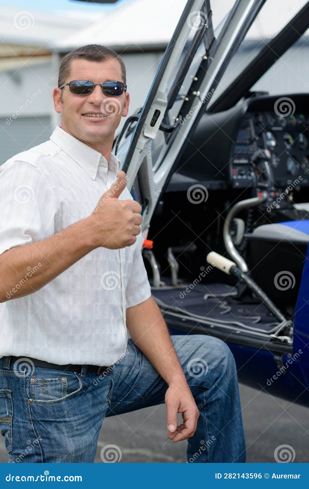 Pilot Making Positive Hand Gesture Stock Photo - Image of good, male ...