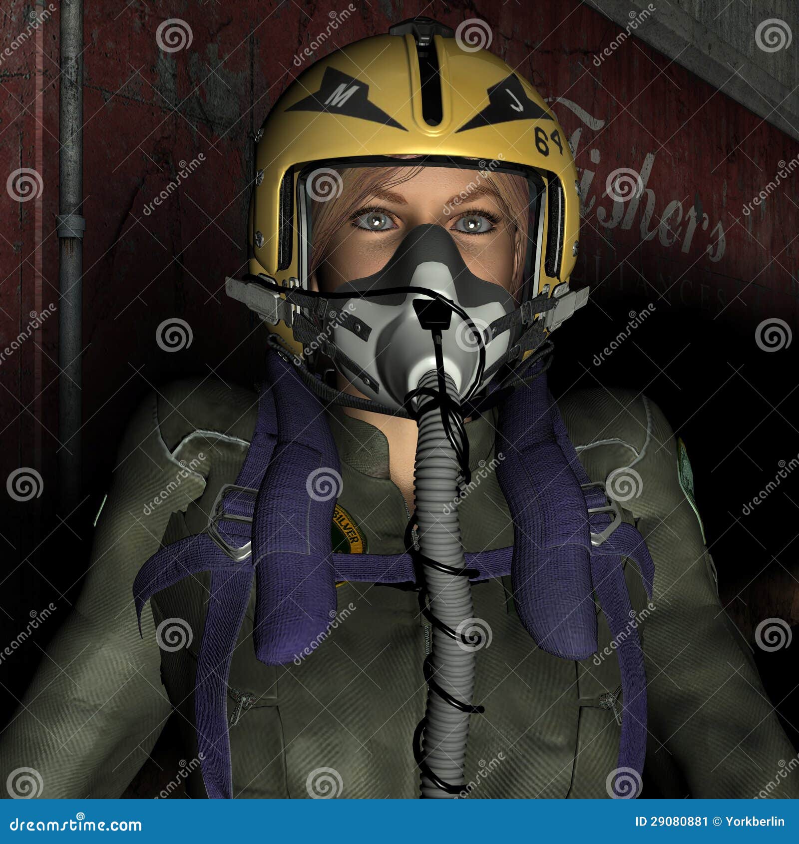 Pilot with mask and helmet stock illustration. Illustration of oxygen ...