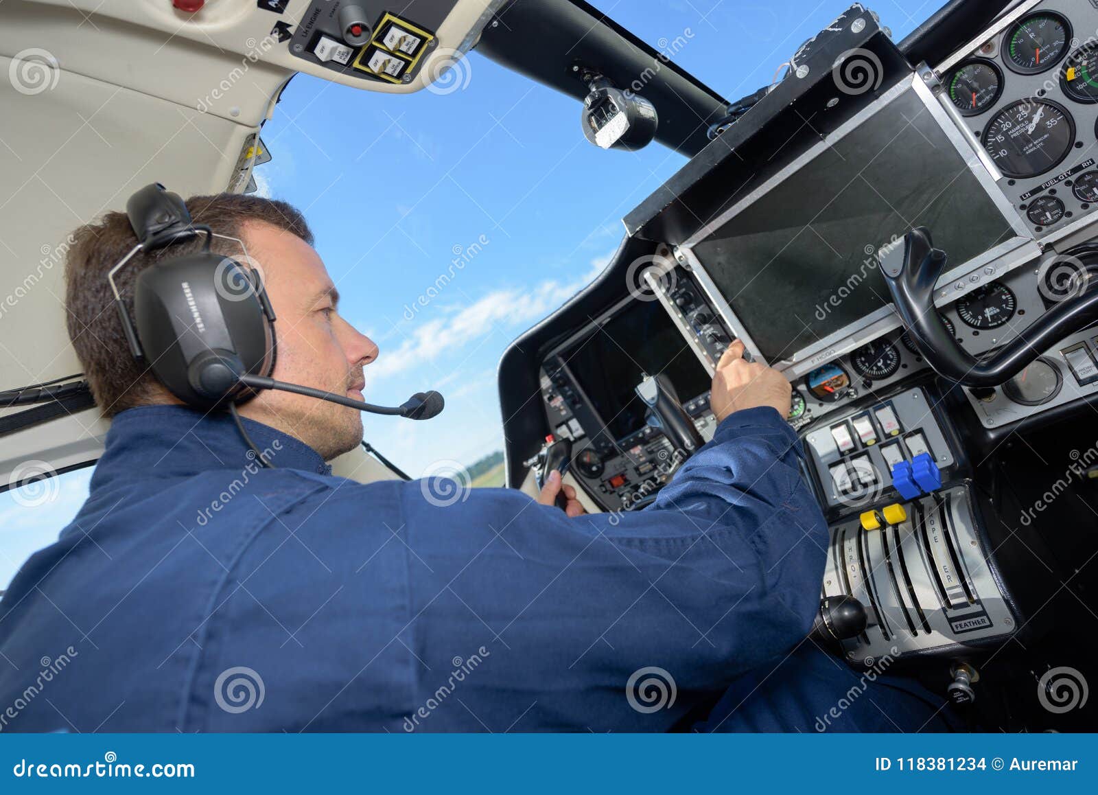 Pilot Operating Dashboard Controls Stock Photo - Image of transport ...