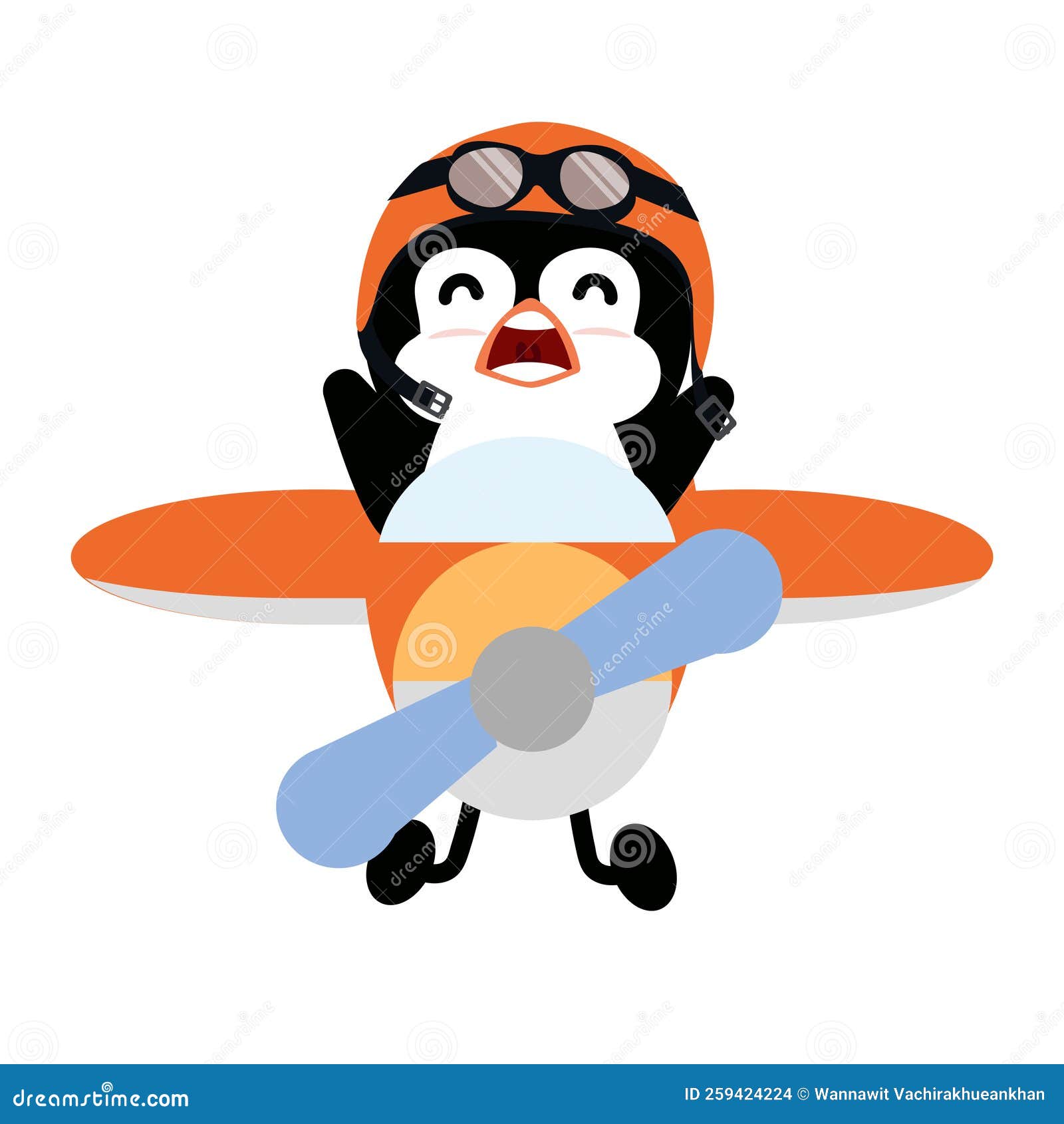 Pilot Penguin Flying Plane Vector Stock Vector - Illustration of ...