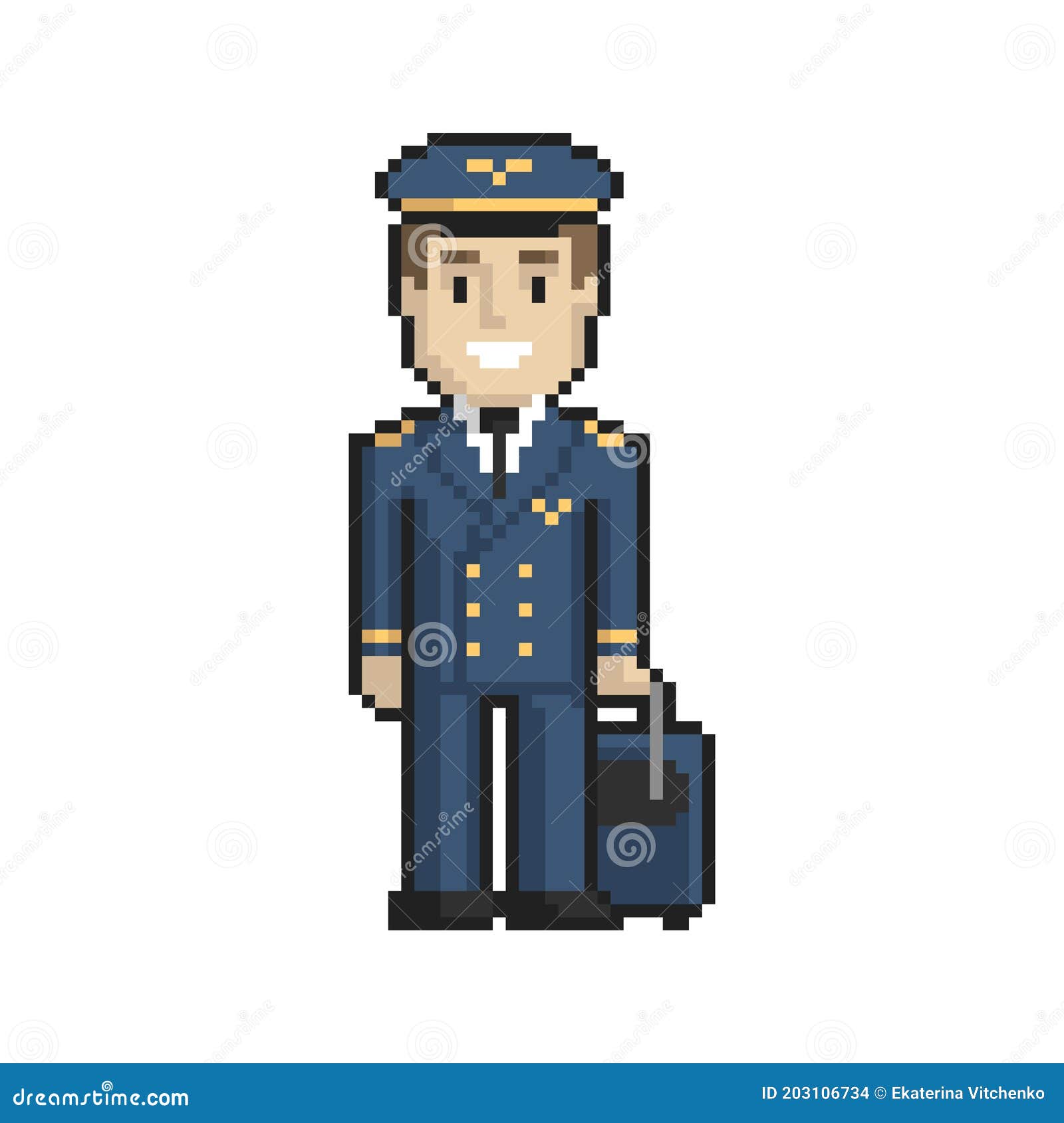 Pixel Art Pilot. Vector Illustration Decorative Design | CartoonDealer ...