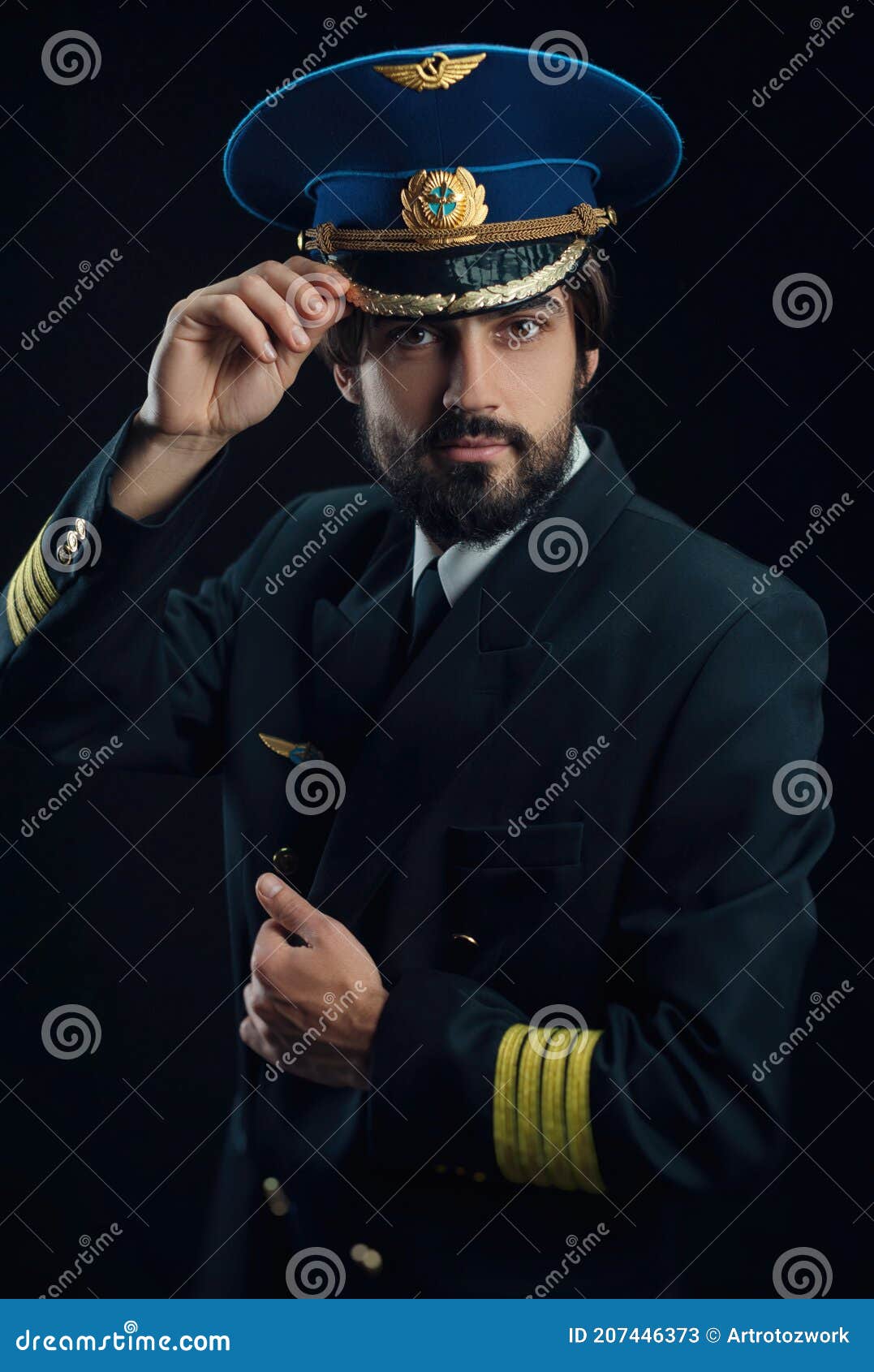 The Pilot of the Plane Men with Beard Stock Image - Image of flight ...