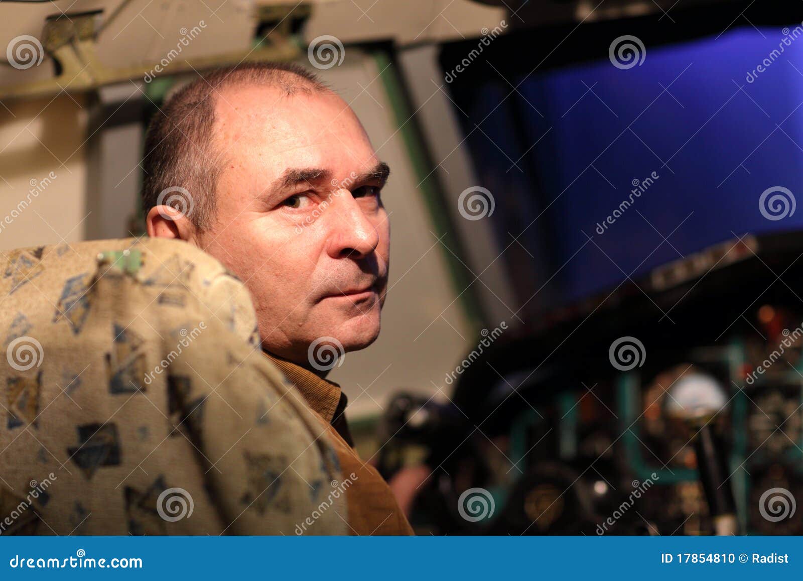 Pilot poses in airliner stock photo. Image of equipment - 17854810