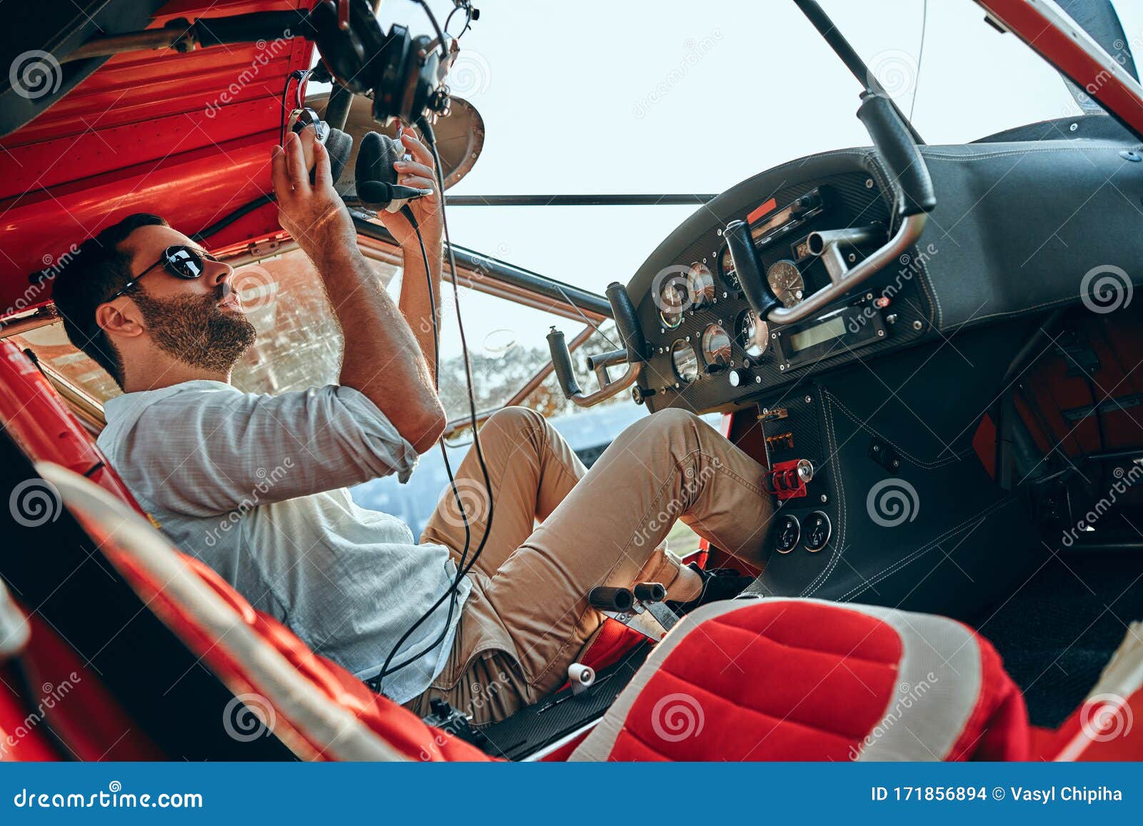 A Pilot Prepares for Take Off Stock Photo - Image of navigation ...