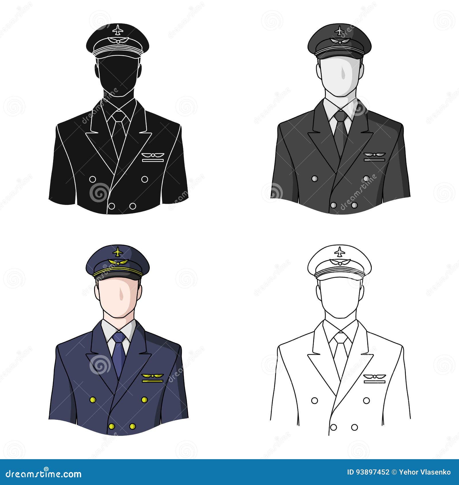 Pilot.Professions Single Icon In Cartoon Style Vector Symbol Stock ...