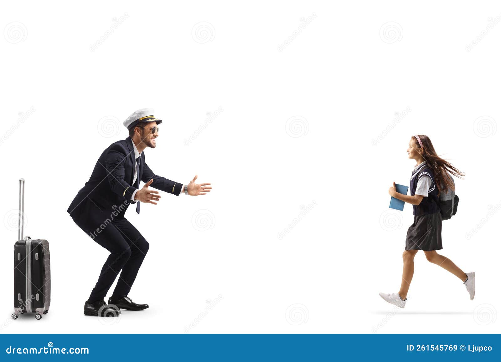 Pilot Returning from a Flight and Waiting To Hug His Daughter Stock ...