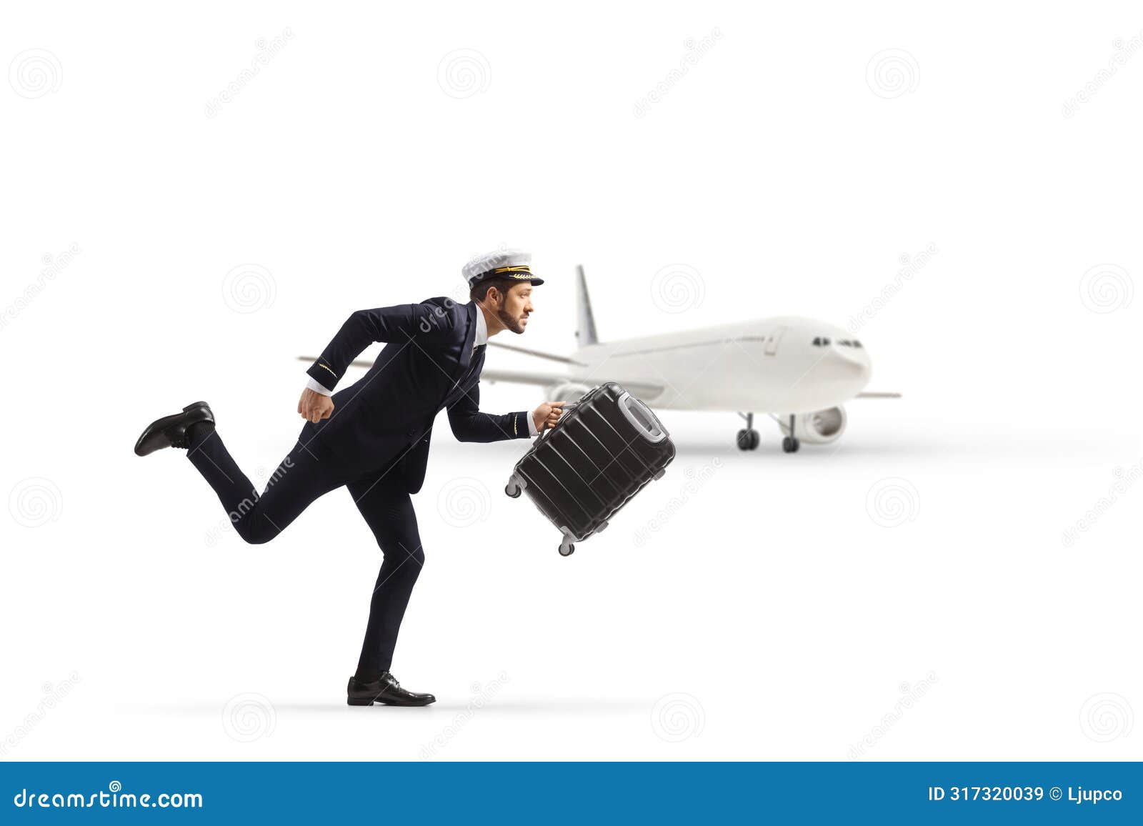 Pilot Running with a Suitcase at the Airport Stock Image - Image of ...