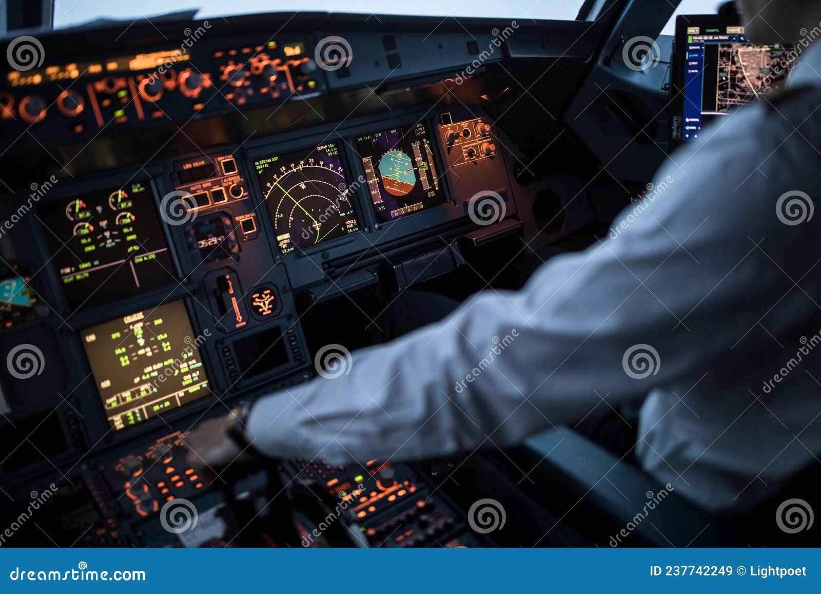 Pilot`s Hand Accelerating on the Throttle during Takeoff Stock Image ...