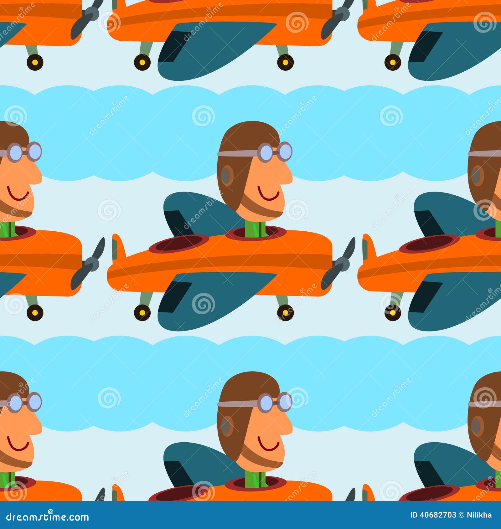 Pilot Cat Seamless Pattern Cartoon Vector | CartoonDealer.com #169931967