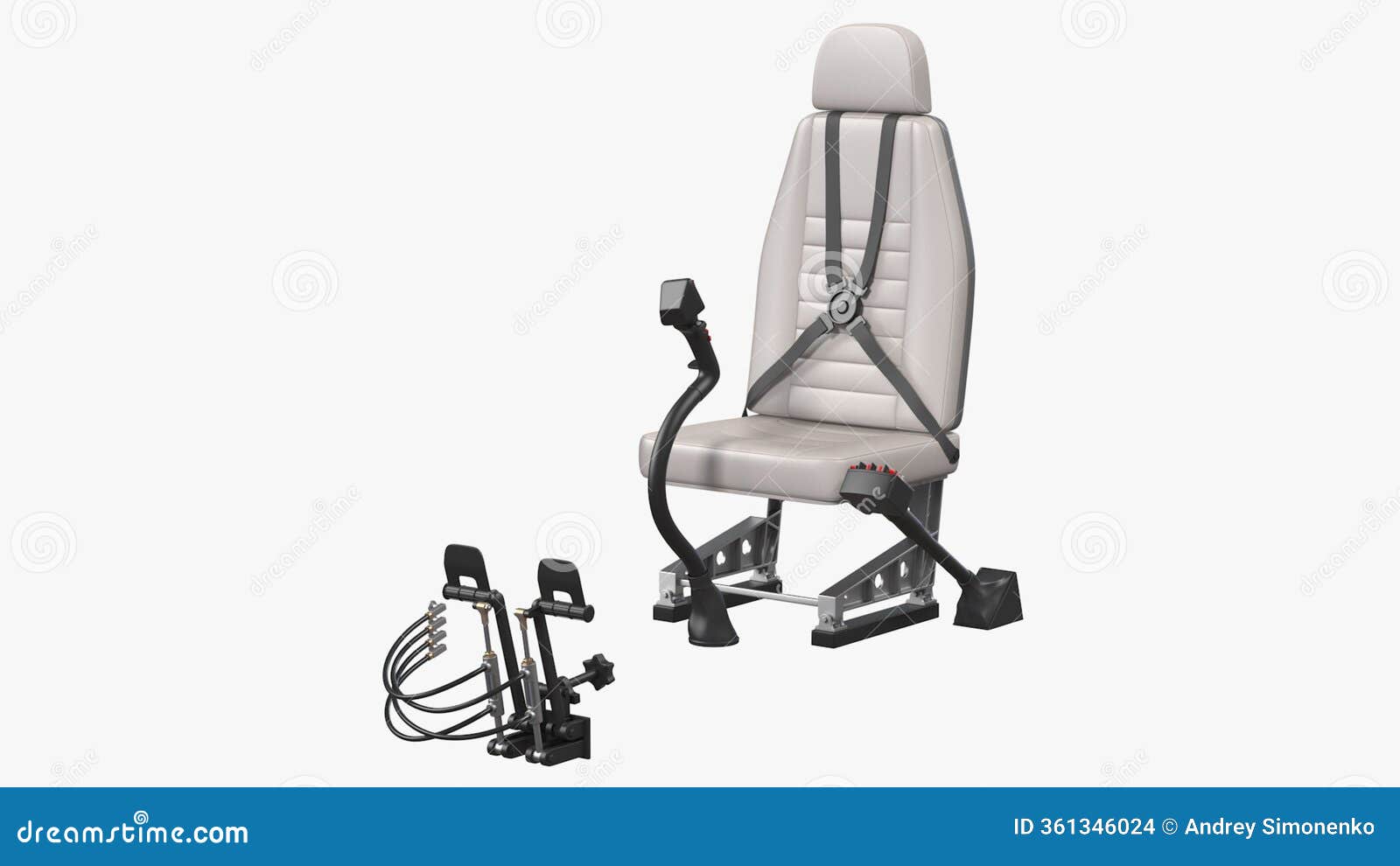 Pilot Seat with Control Stick and Pedals Set Stock Photo - Image of ...