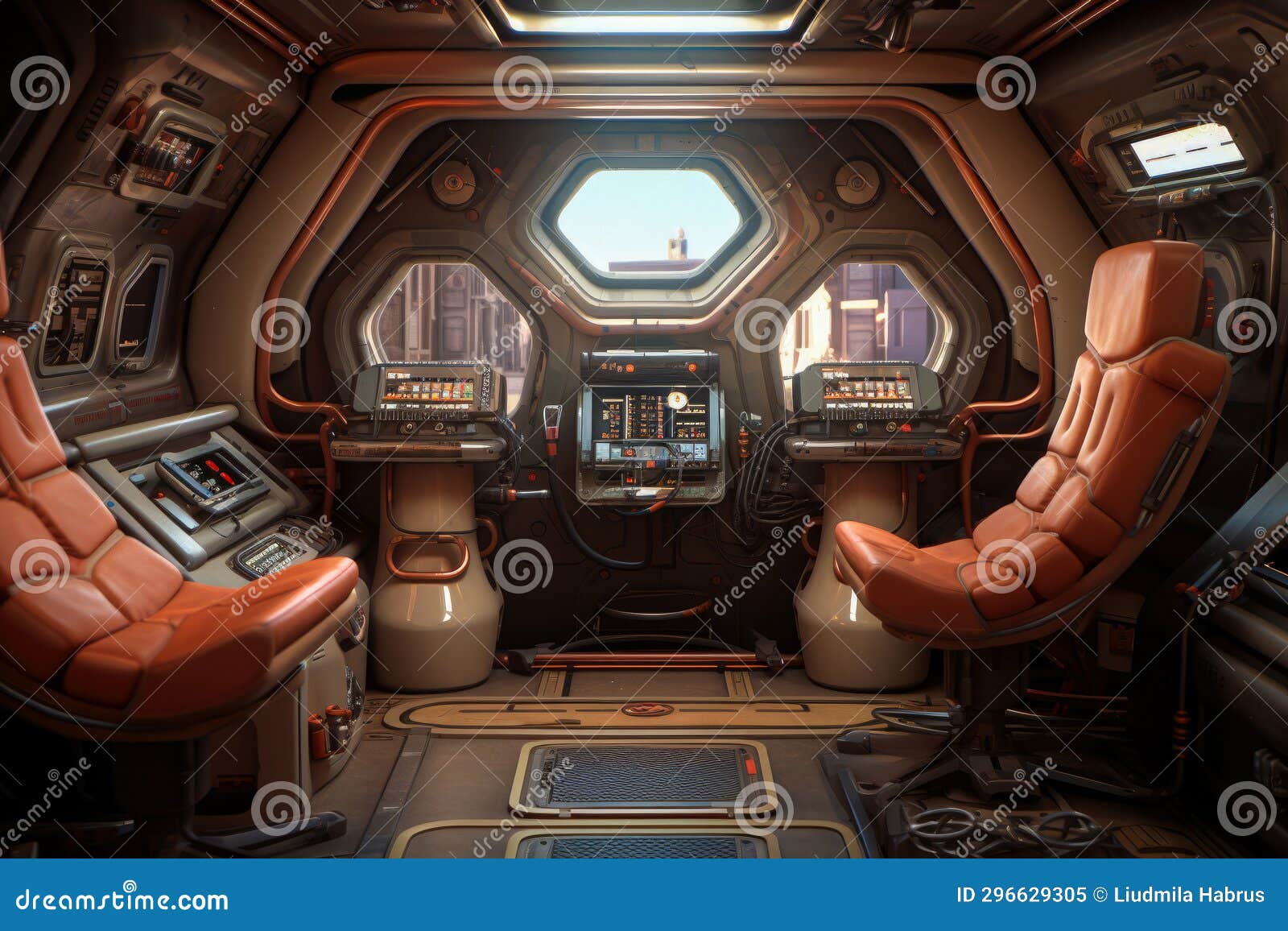 Pilot Seat in the Interior of a Spaceship. Stock Image - Image of ...