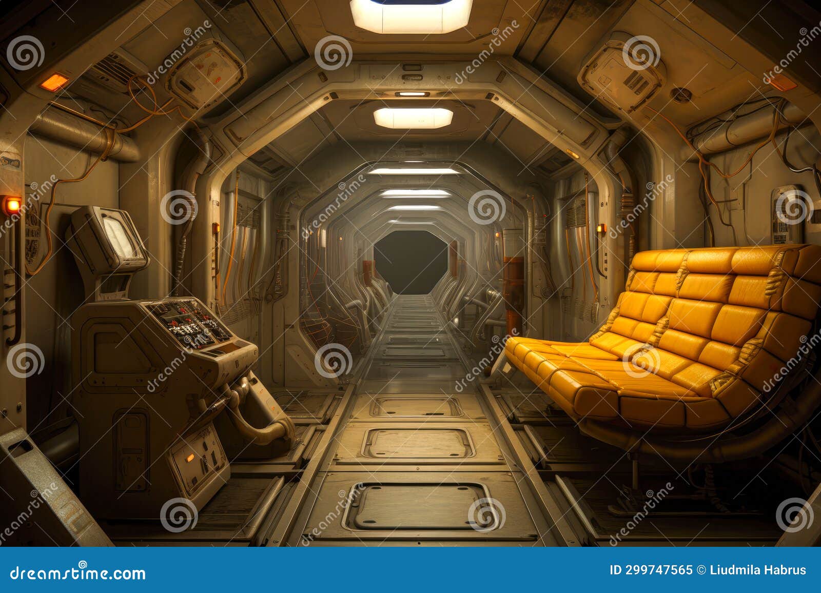 Pilot Seat in the Interior of a Spaceship. Stock Image - Image of cabin ...