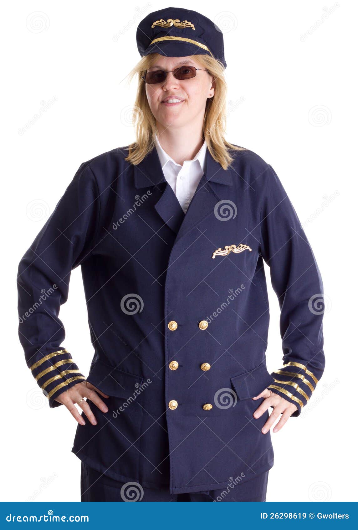 Pilot Standing Firm in Her Job Stock Image - Image of stripes, business ...