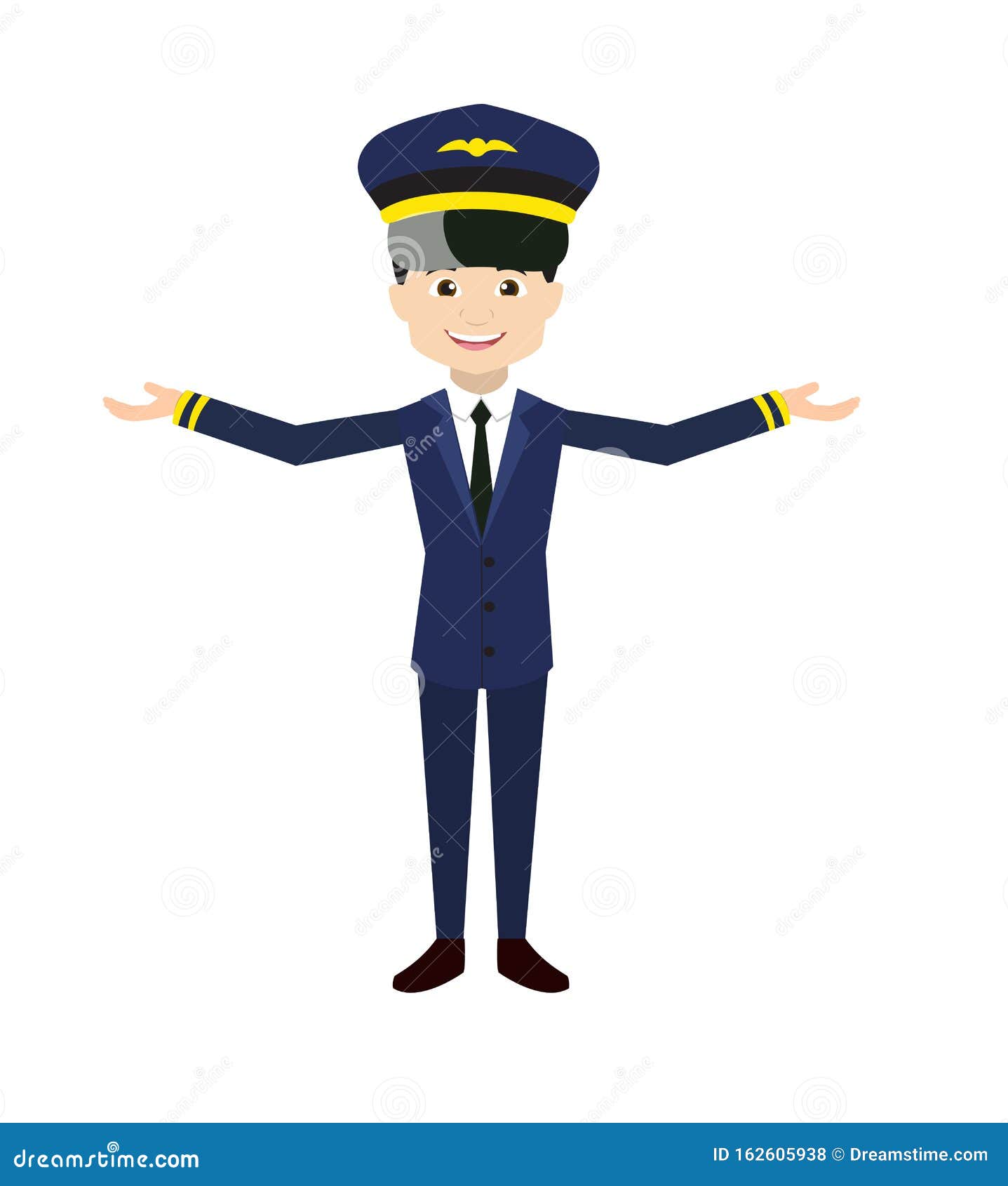 Pilot - Standing in Presenting Pose Stock Vector - Illustration of ...