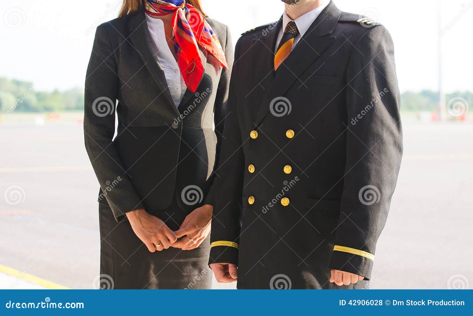 Pilot and stewardess. stock photo. Image of portrait - 42906028
