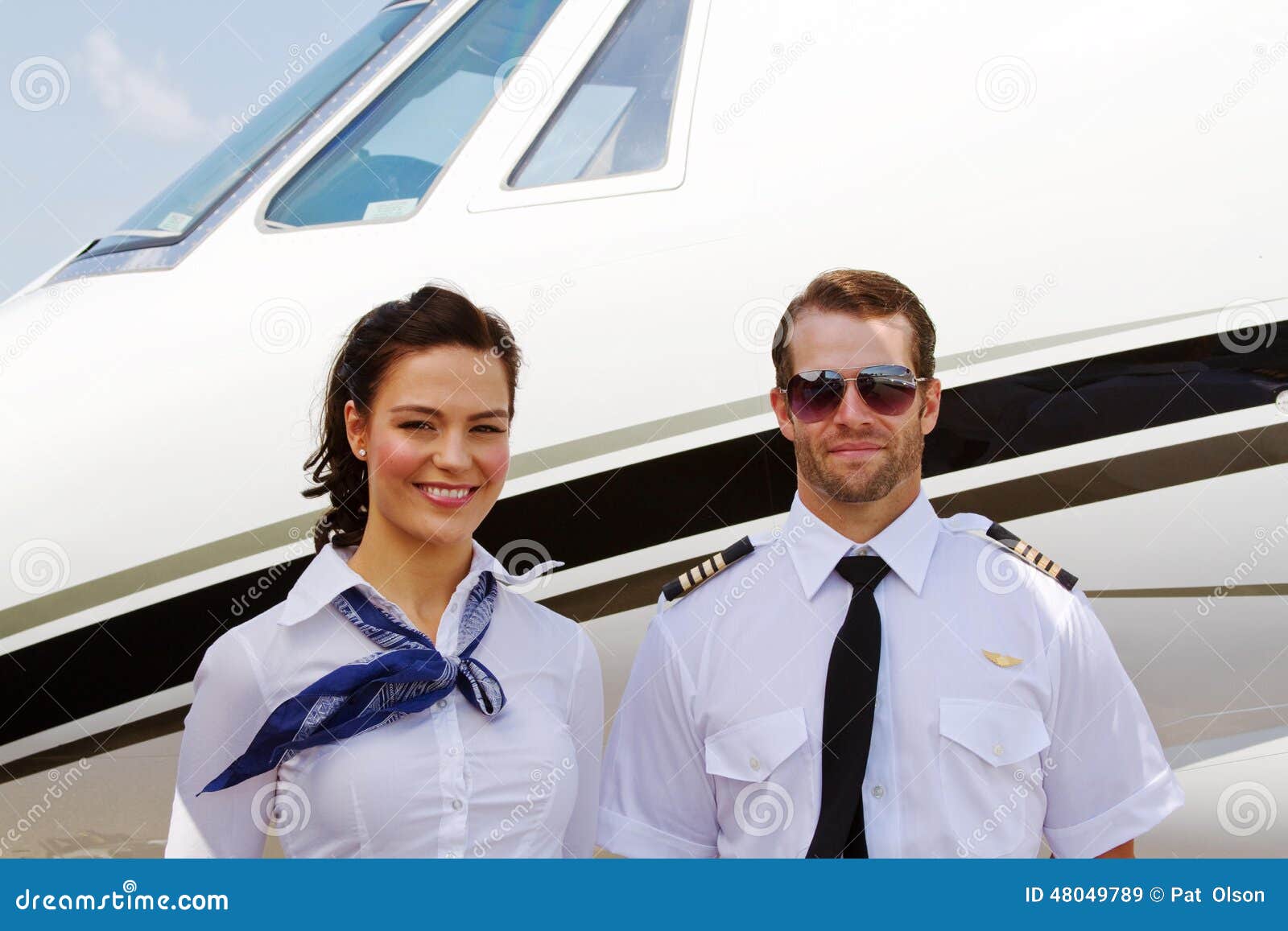 Pilot and Stewardess Ready for Passengers Stock Image - Image of ...