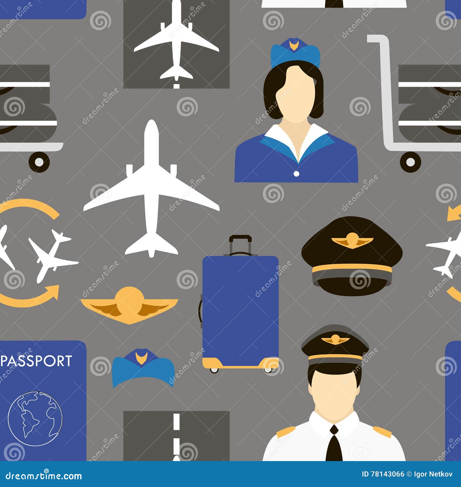 Pilot and Stewardess at Work Stock Vector - Illustration of collection ...