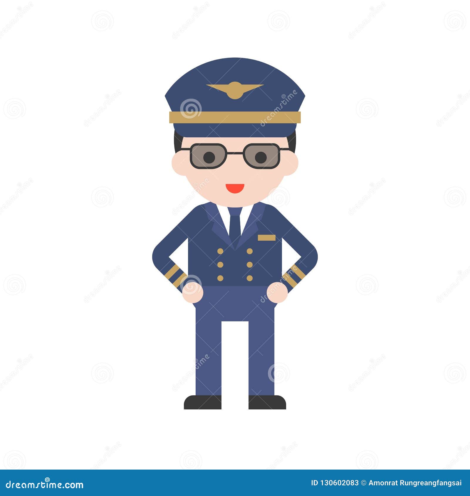 Pilot in Uniform, Set Profession Character of People in Uniform, Stock ...