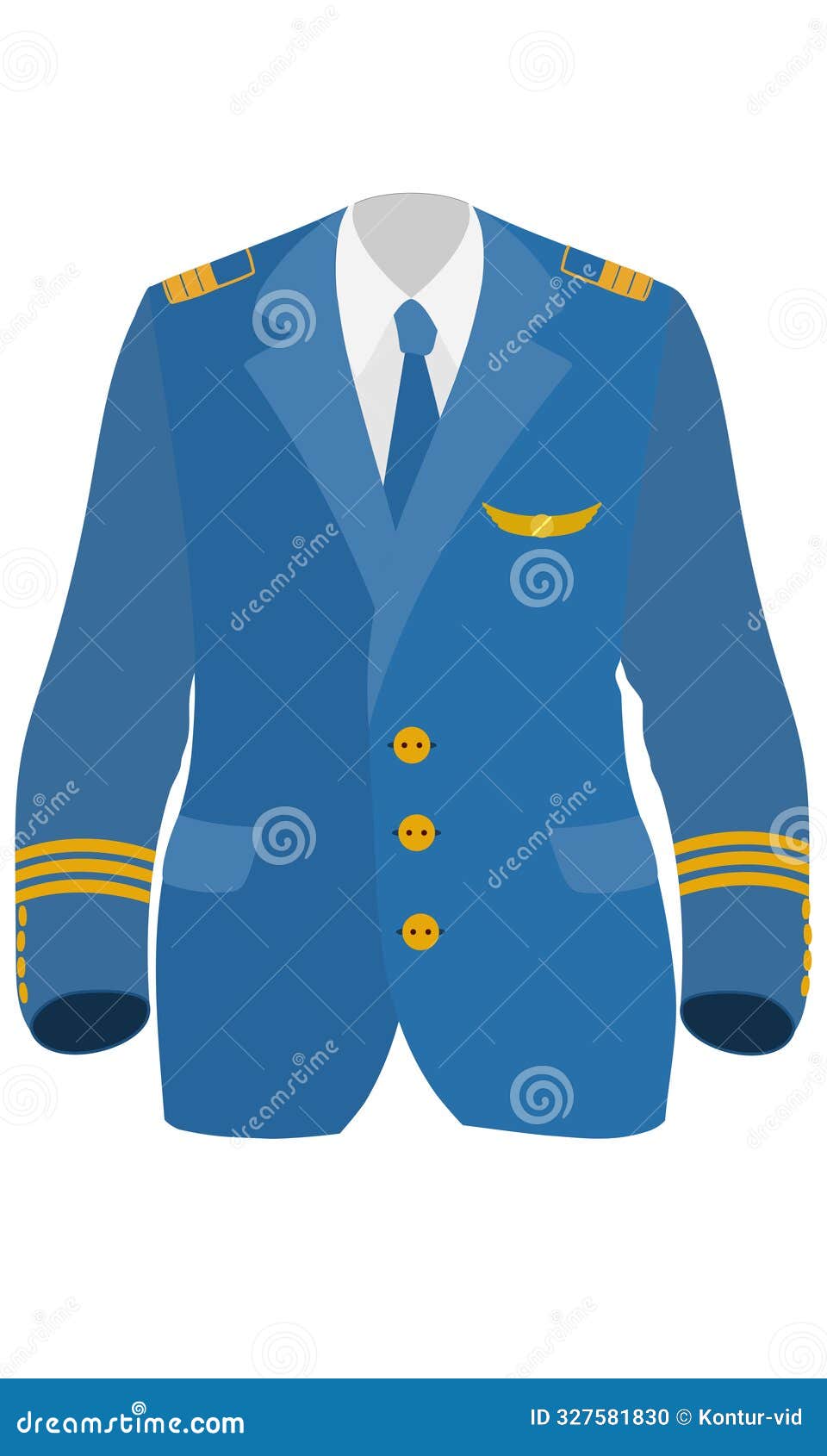 Pilot Uniform Suit Work Clothes Flat Style Vector Illustration Stock ...