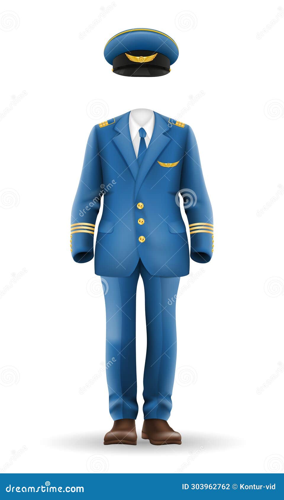 Man Pilot In Uniform Male Captain Avatar Aviation Concept Portrait ...