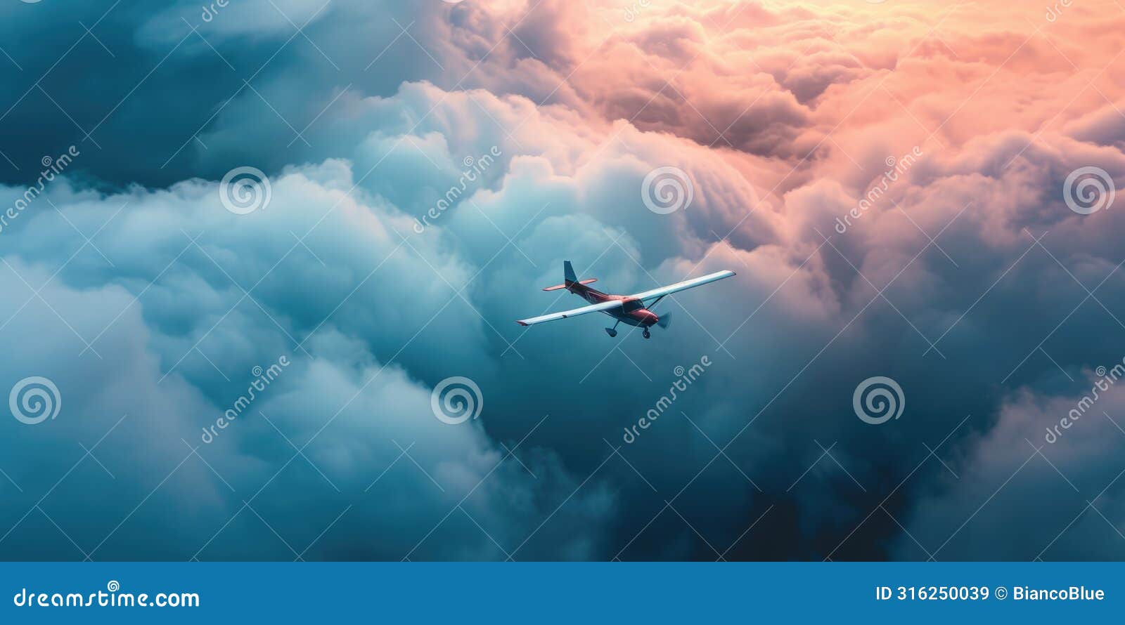A Pilot is View from the Cockpit of an Airplane Flying Above the Clouds ...
