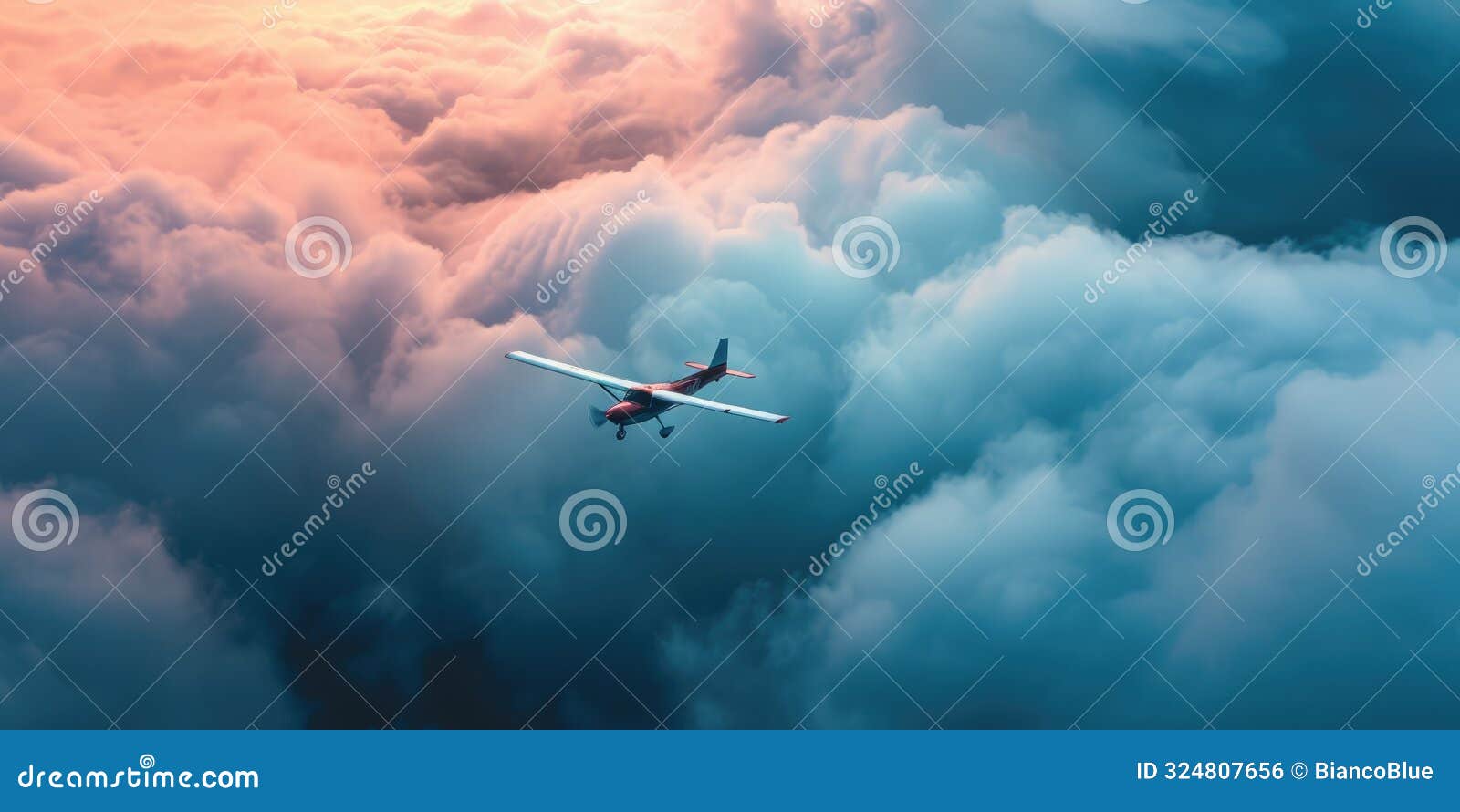 A Pilot is View from the Cockpit of an Airplane Flying Above the Clouds ...