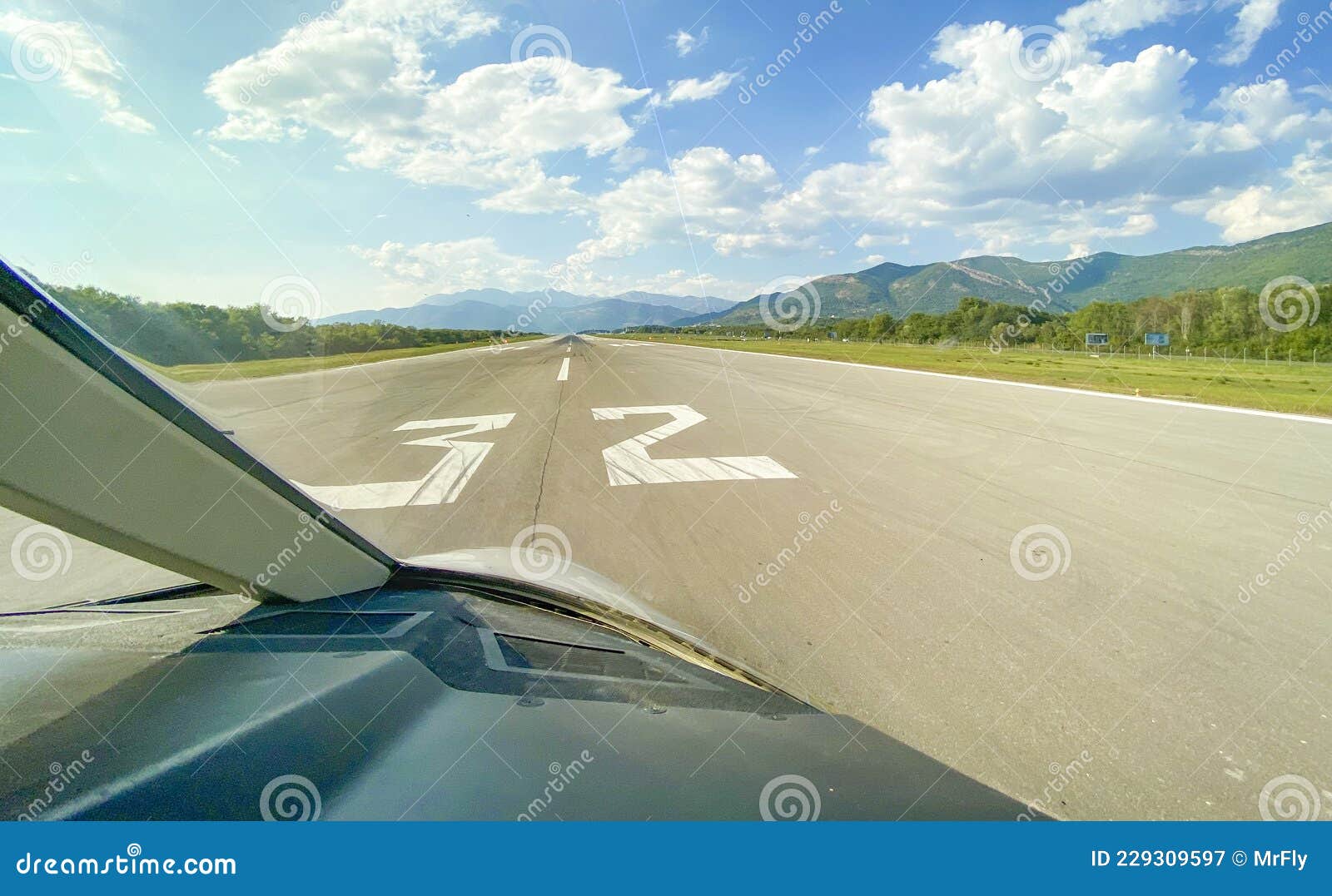 Pilot View from Cockpit, Inside View, on the Runway Stock Image - Image ...