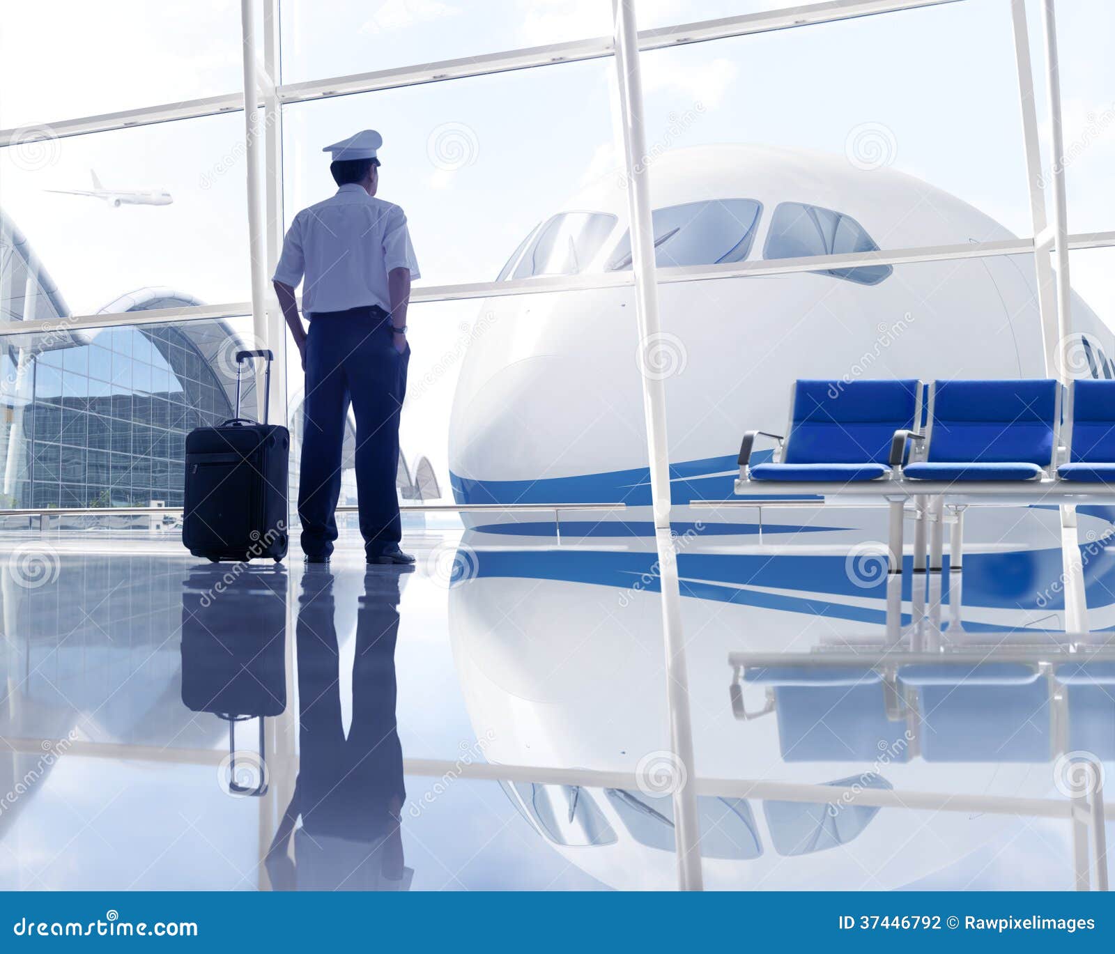 Pilot Waiting in the Airport Stock Photo - Image of person, captain ...