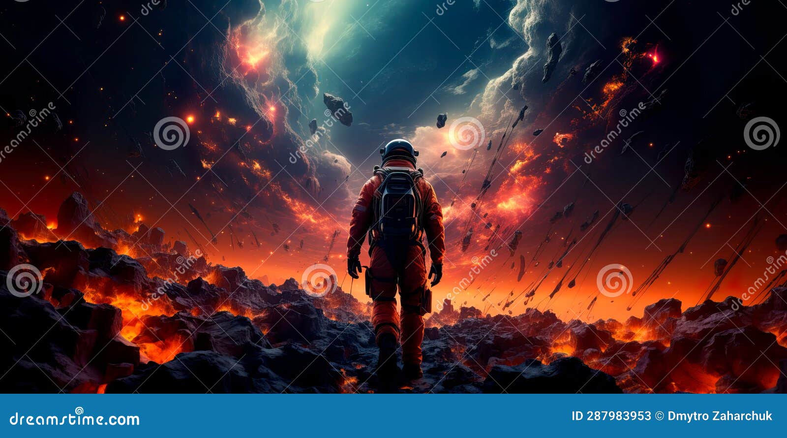 Pilot Walking Along the Runway Lighting in the Background of a Multi ...