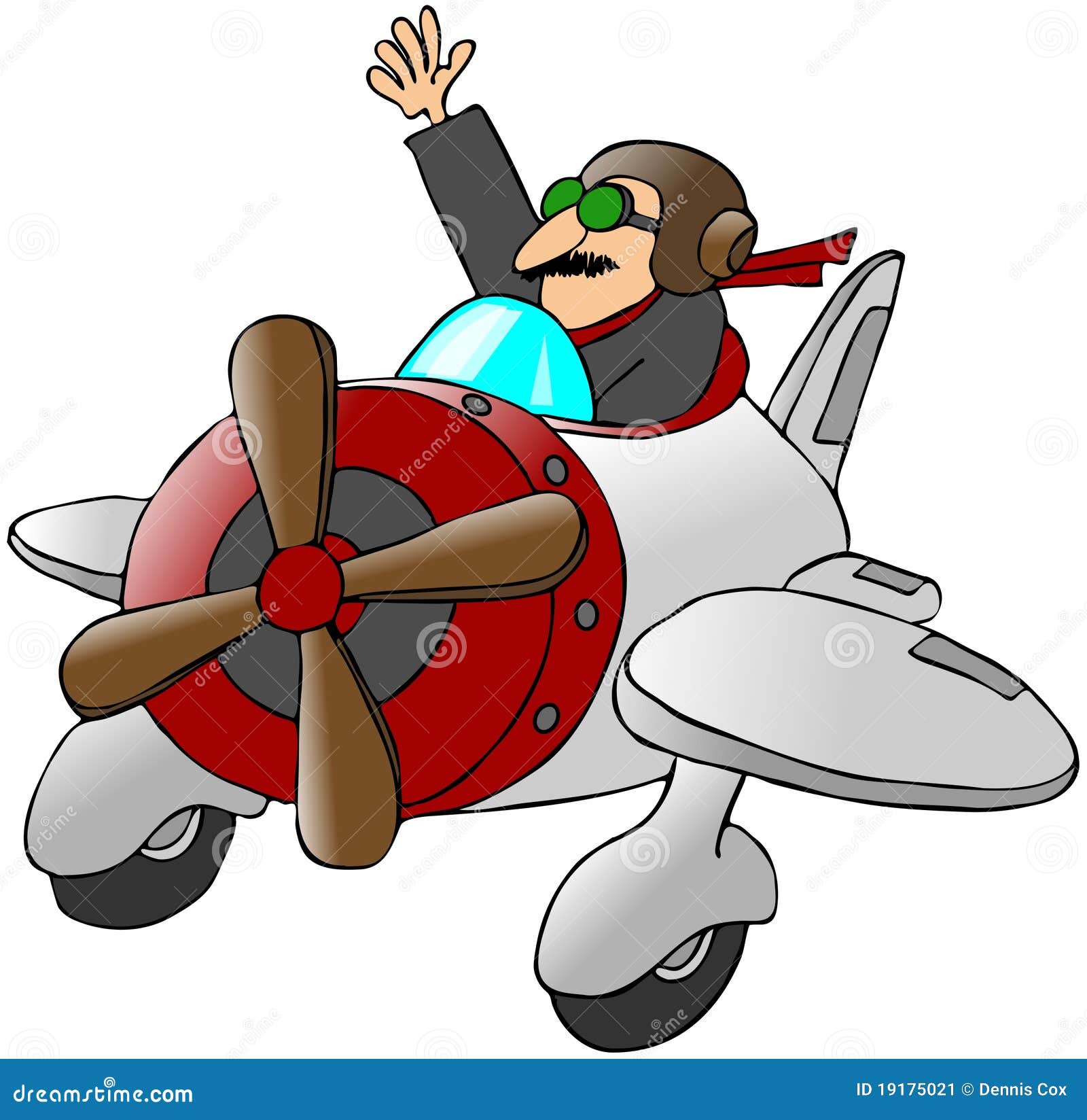 Pilot Waving from a Small Airplane Stock Illustration - Illustration of ...