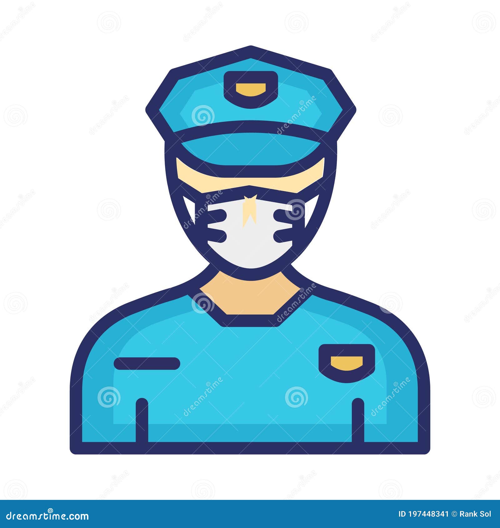 Pilot Wearing Mask Vector Icon Which Can Easily Modify or Edit Stock ...