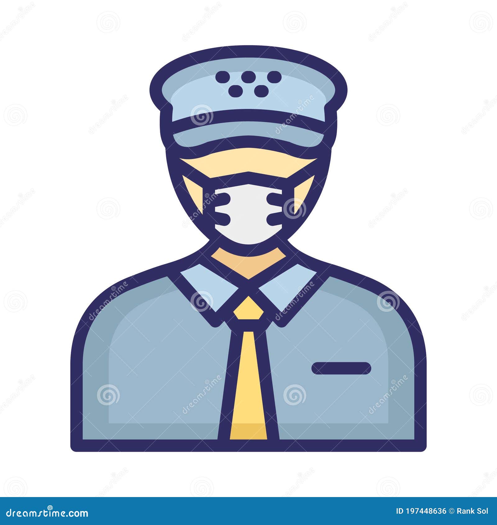 Pilot Wearing Mask Vector Icon Which Can Easily Modify or Edit Stock ...