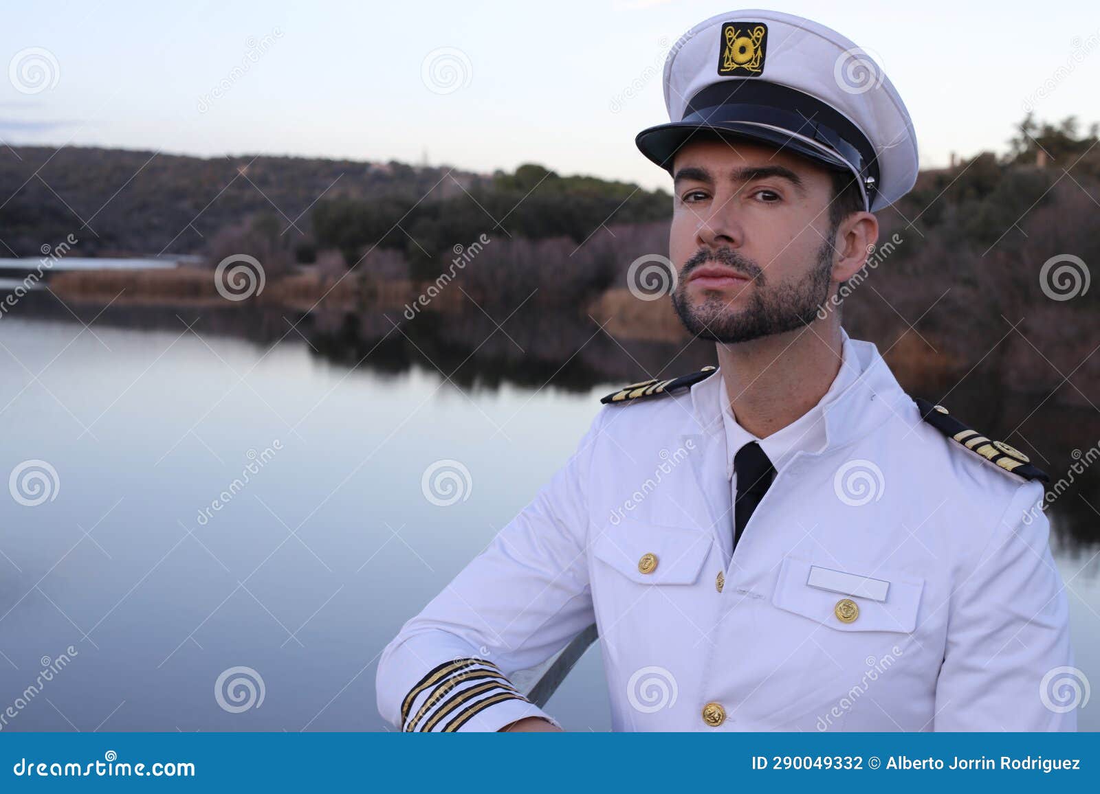 Pilot Wearing a White Uniform Stock Photo - Image of beard, captain ...
