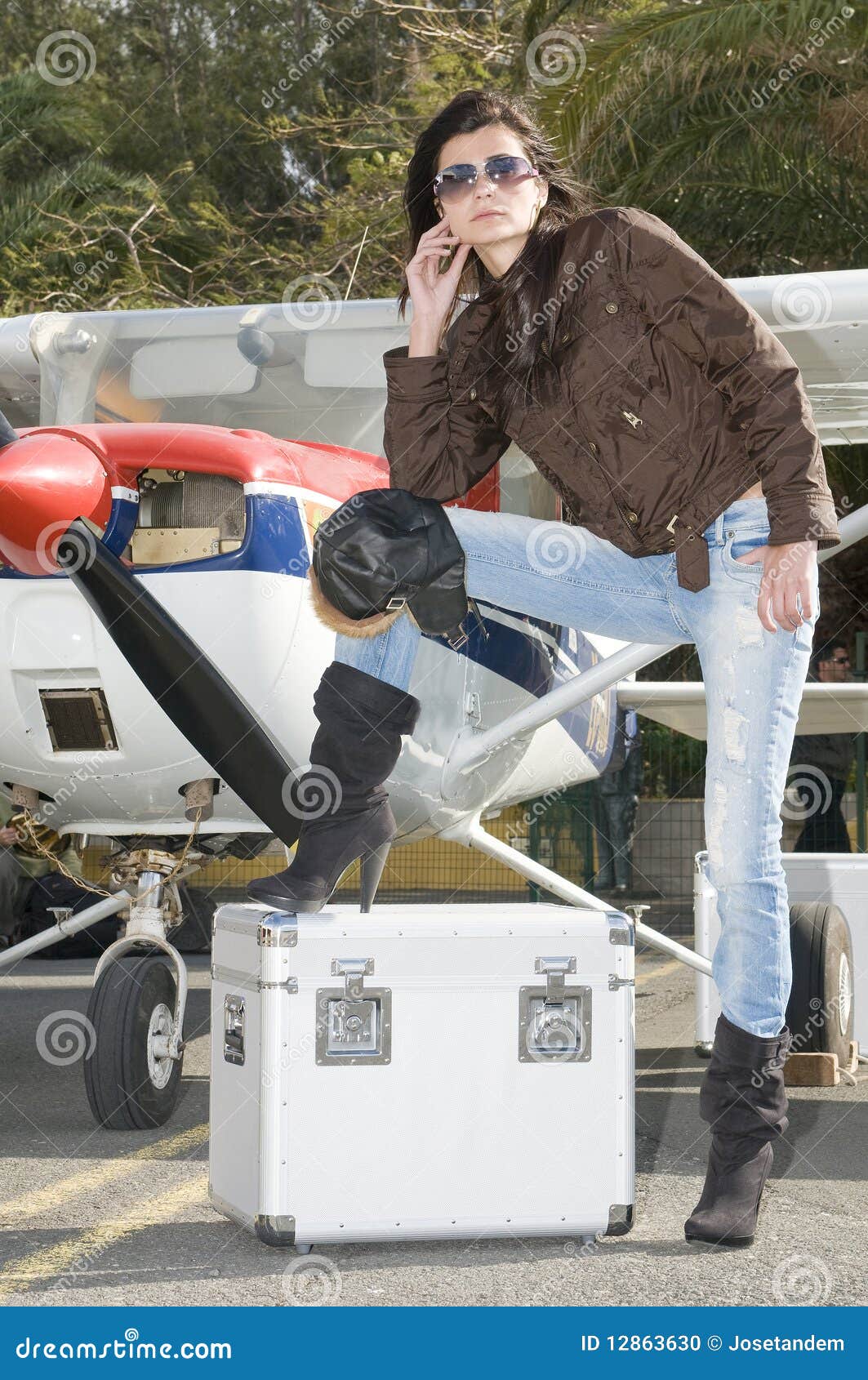 Pilot Woman Waiting and Preparing To Fly Stock Photo - Image of relaxed ...