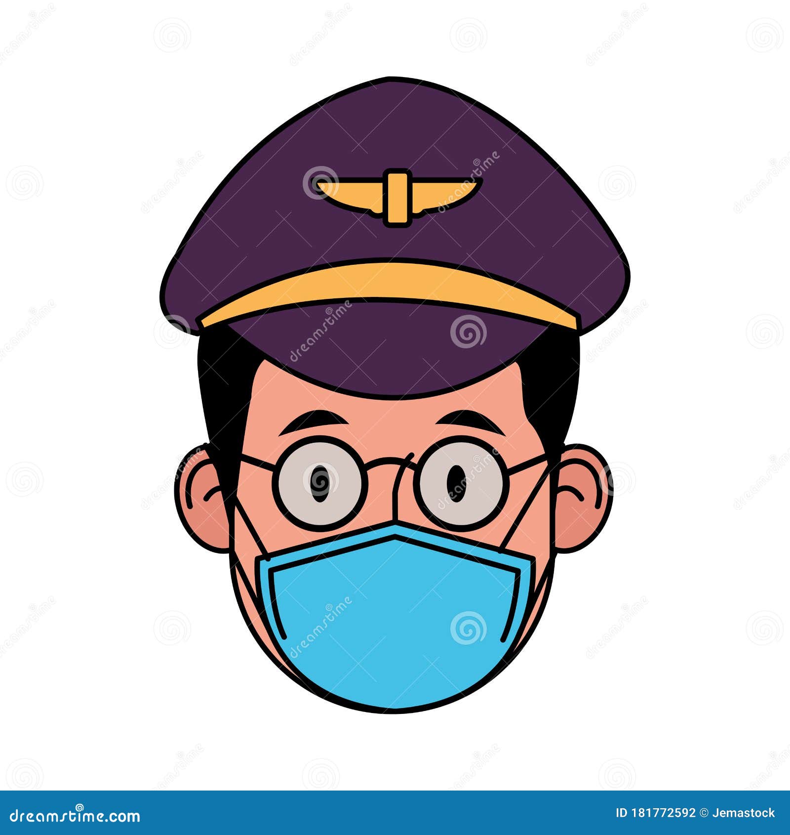 Pilot Worker Using Face Mask for Covid 19 Stock Vector - Illustration ...