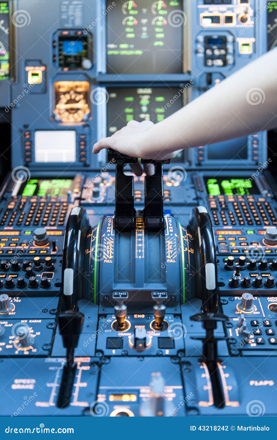 Thrust Levers In Cockpit Or Pilot Cabin Of Airplane Royalty-Free Stock ...